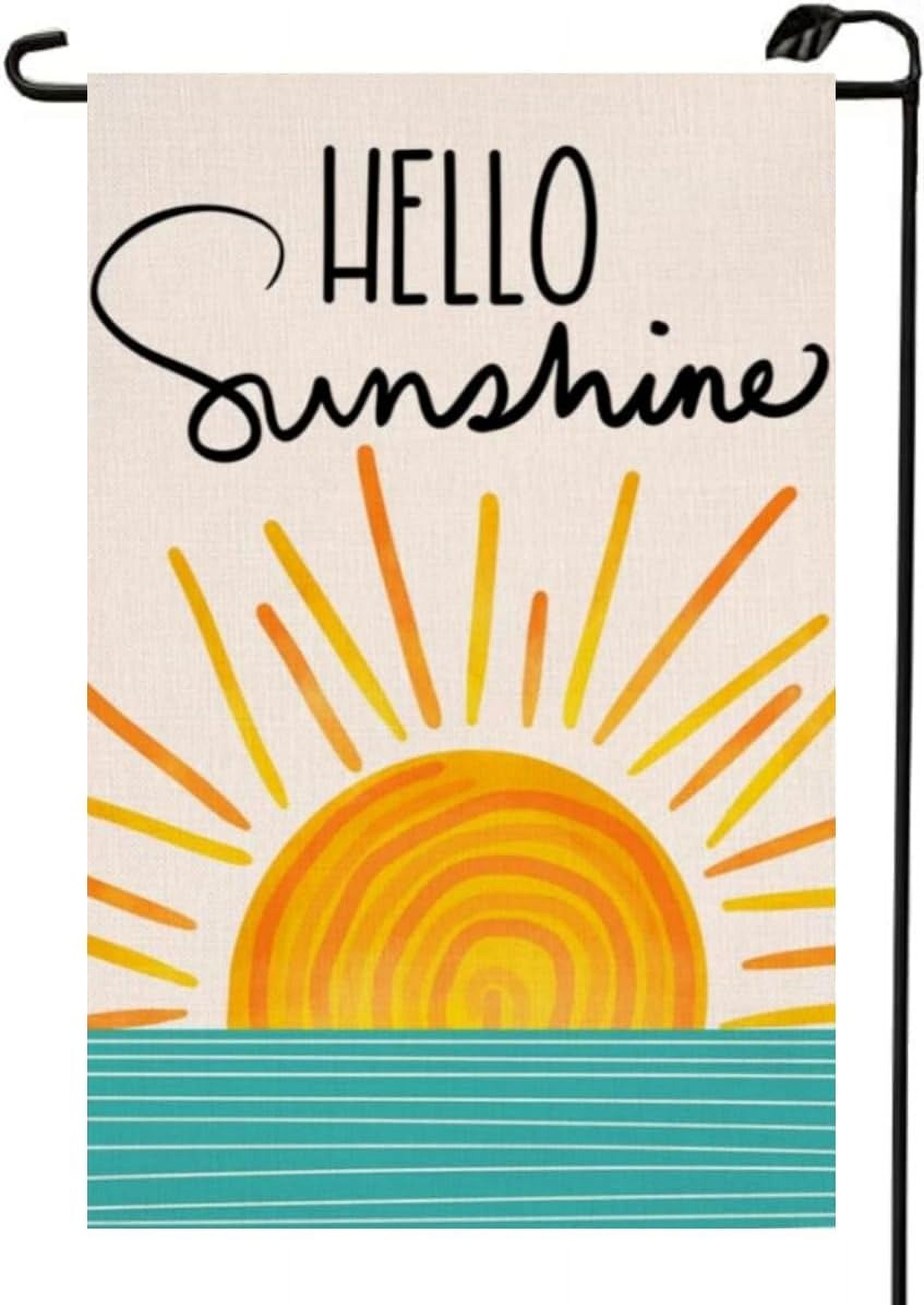 Summer Hello Sunshine Garden Flag 12x18 inch Double Sided Small Burlap ...