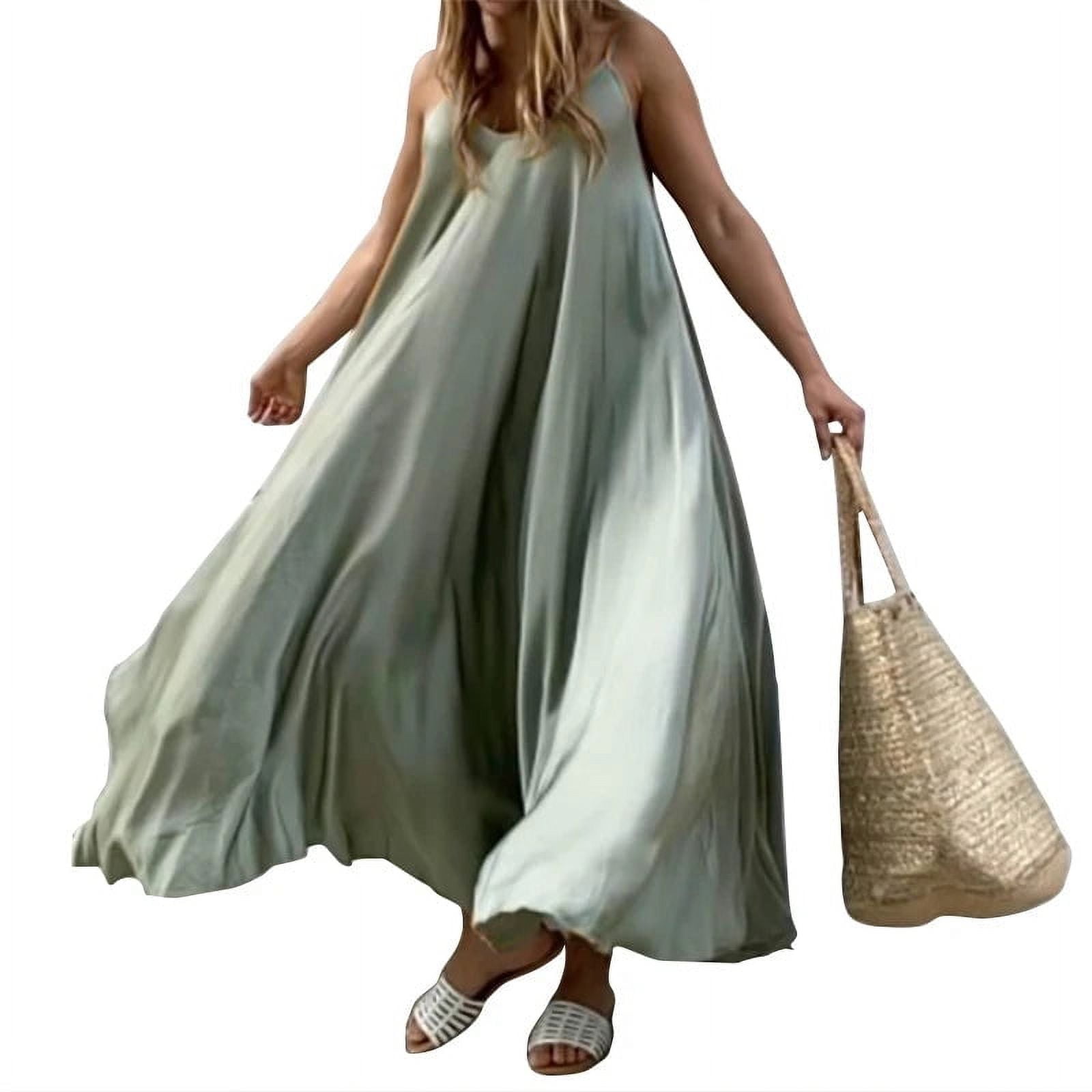 Summer Holiday Beach Sundress Women Sleeveless Dress Big Swing Vestidos ...