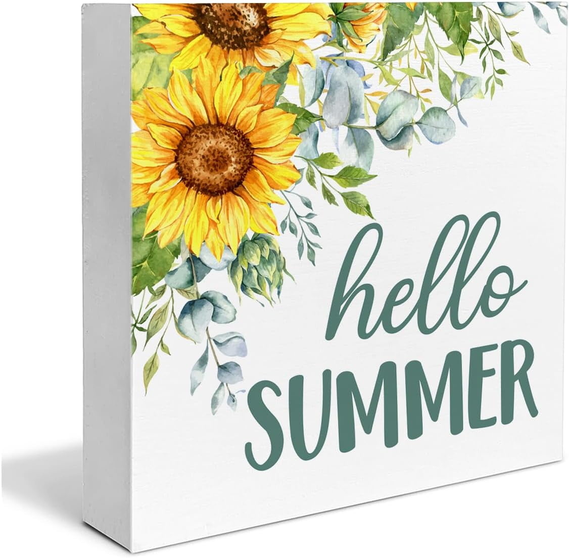 Summer Home Decor Sunflower Hello Summer Wooden Sign Decor Desk Sign ...