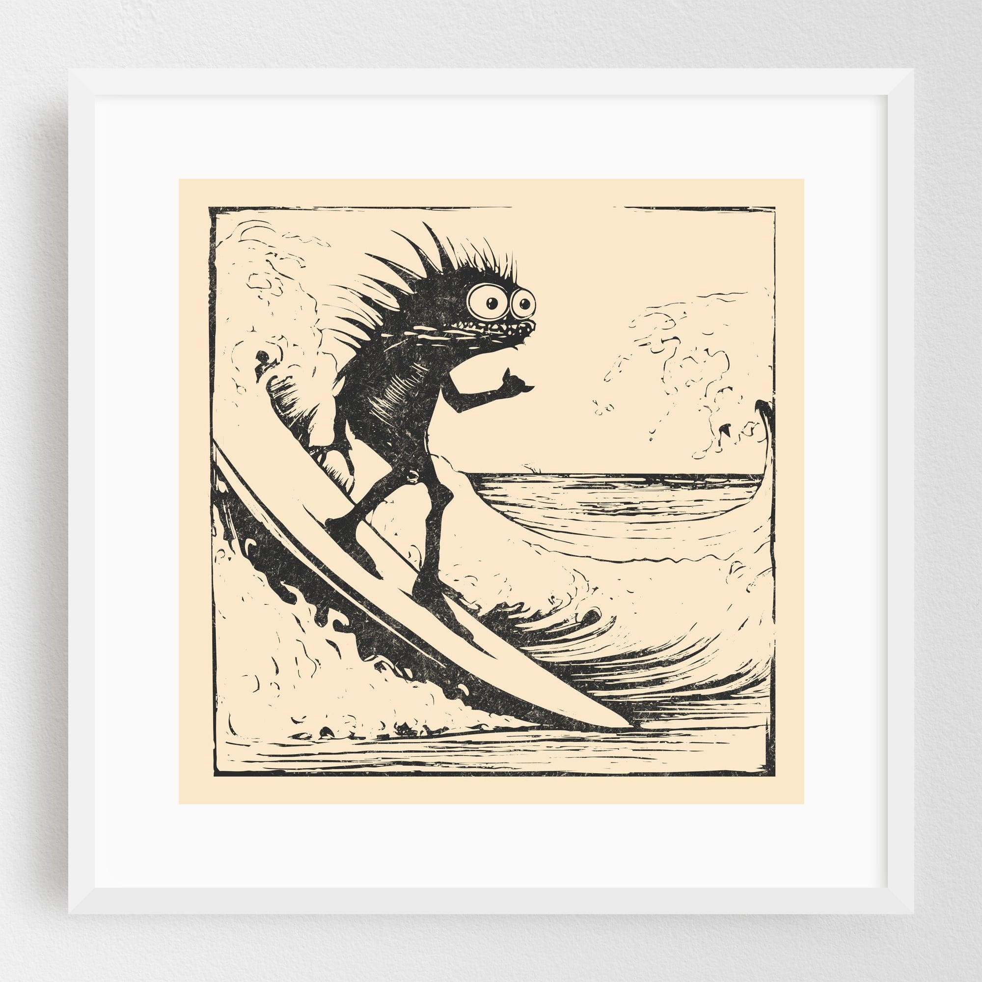 Summer Horror - Illustration Surf Humor Surfboard Waves Vintage Black ...