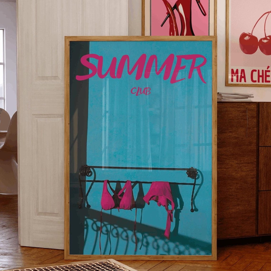 Summer House Poster, Bikini Print, Blue Wall Art, Beach Poster, Trendy ...