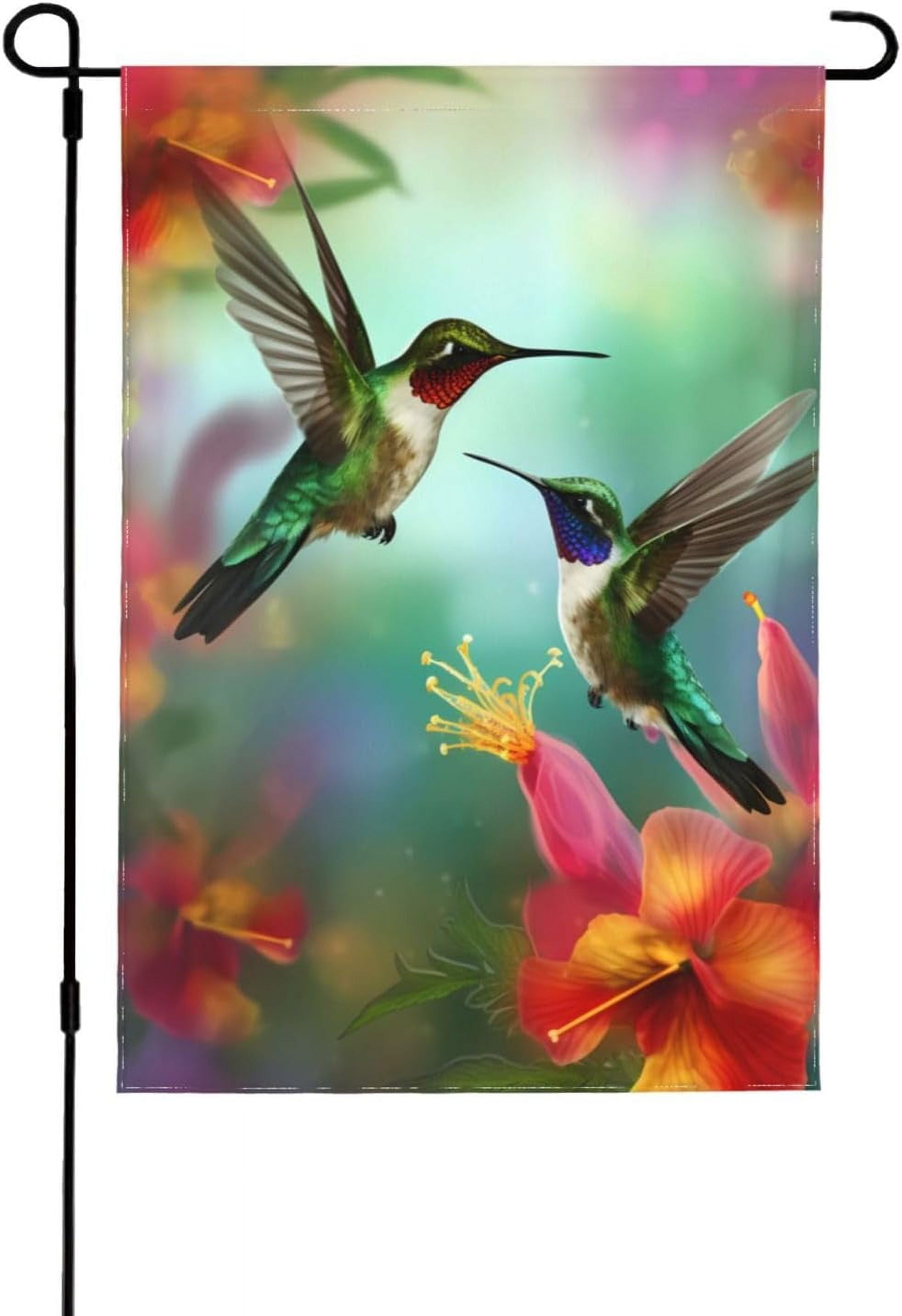 Summer Hummingbirds Floral Garden Flags Double Sided,Welcome Summer ...