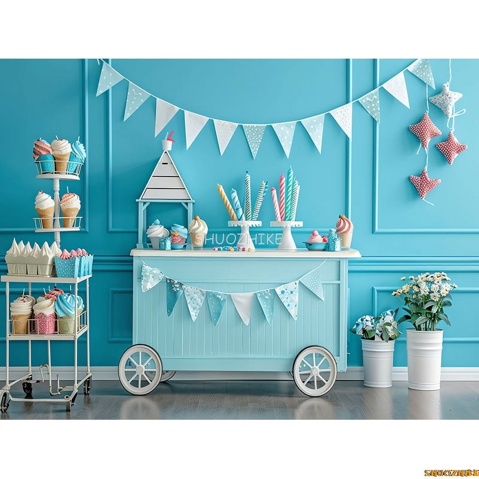 Summer Ice Cream Cart Happy Birthday Photography Background Home r ...