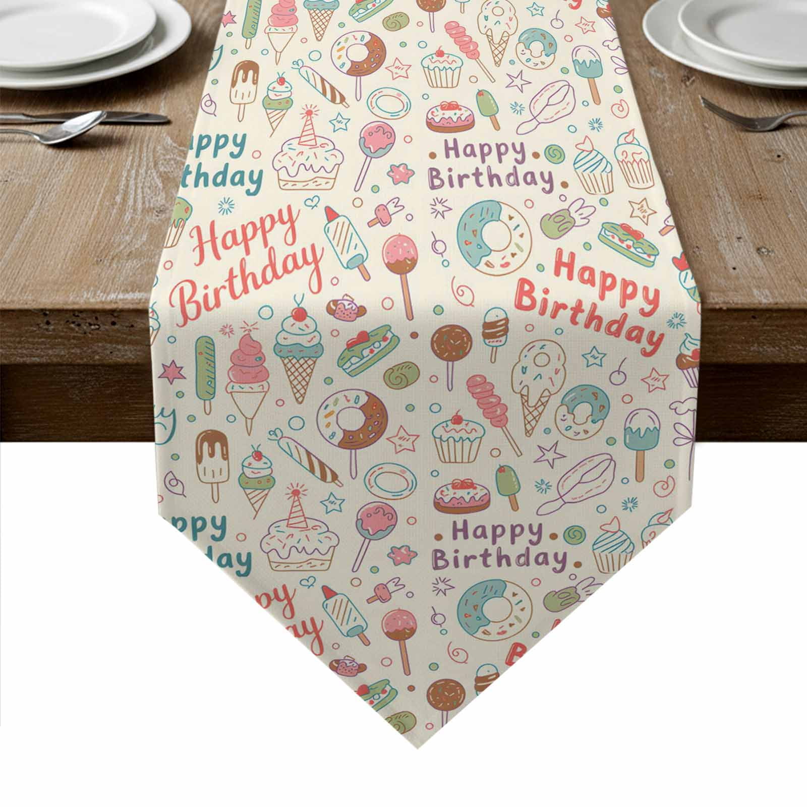 Summer Ice Cream Table Runner Linen Burlap Table Runner 90 Inches Long ...