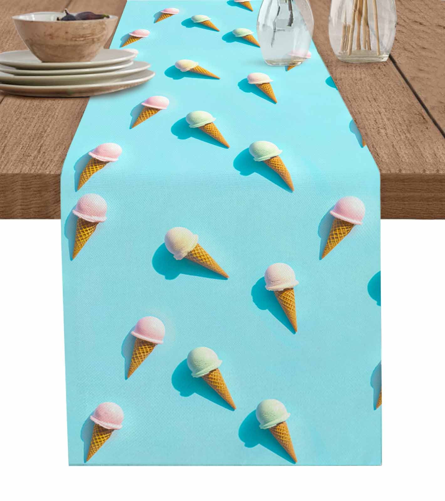 Summer Ice Cream Wallpaper Table Runners for Dining Room Coffee Home ...