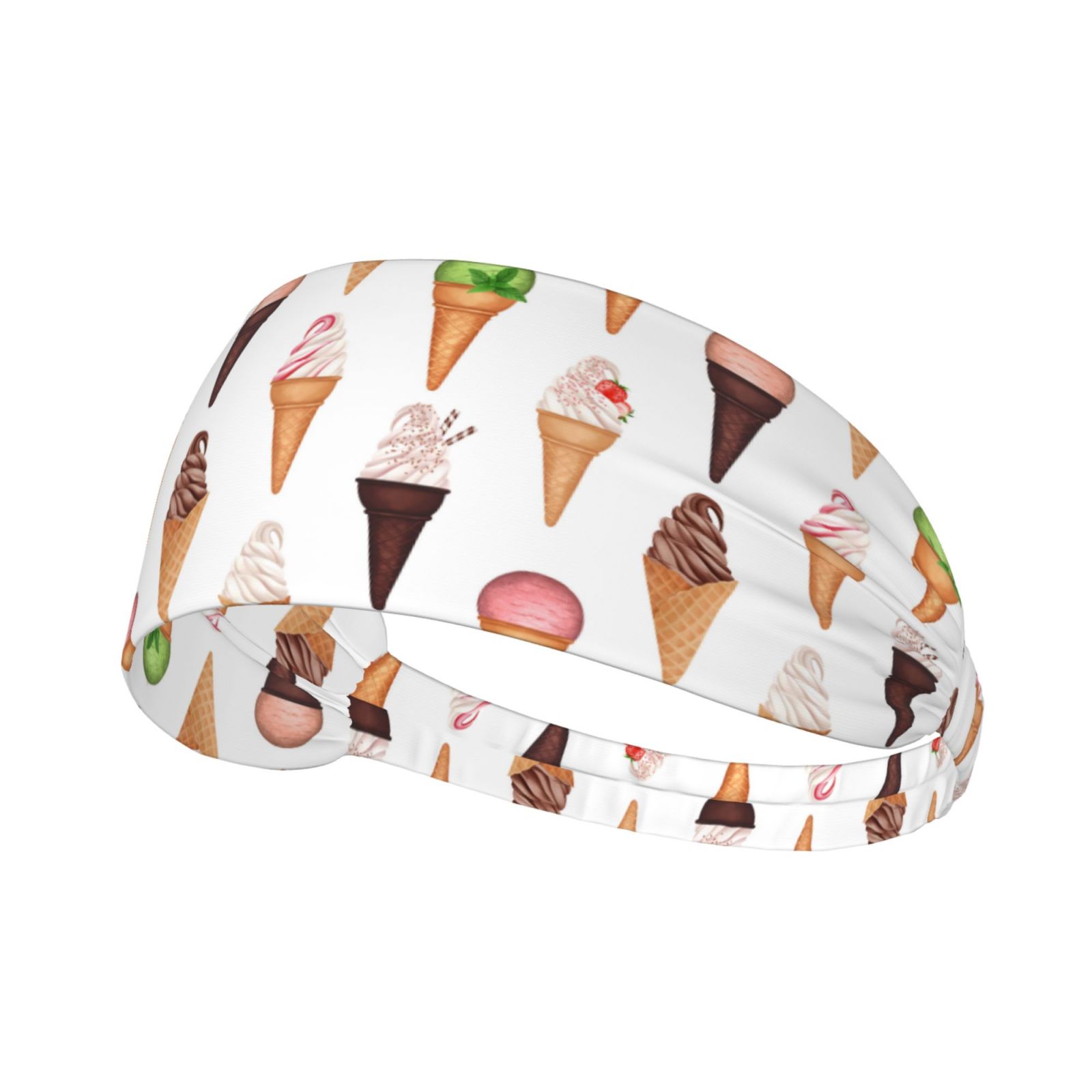 Summer Ice Cream White Headbands for Women Men, Workout Elastic Sweat ...