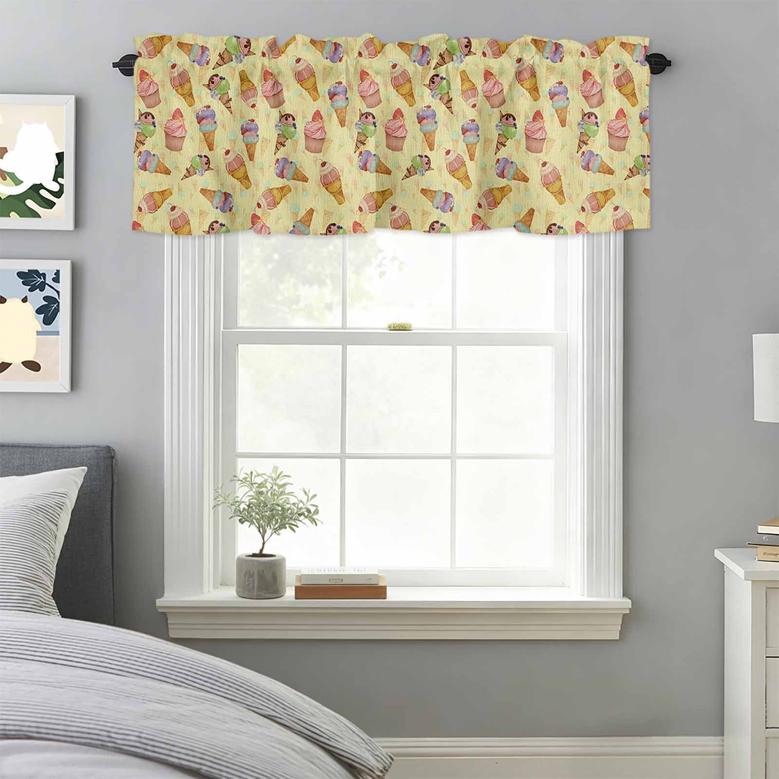 Summer Ice-cream Seamless Cake Valances for Windows,Rod Pocket Valance ...