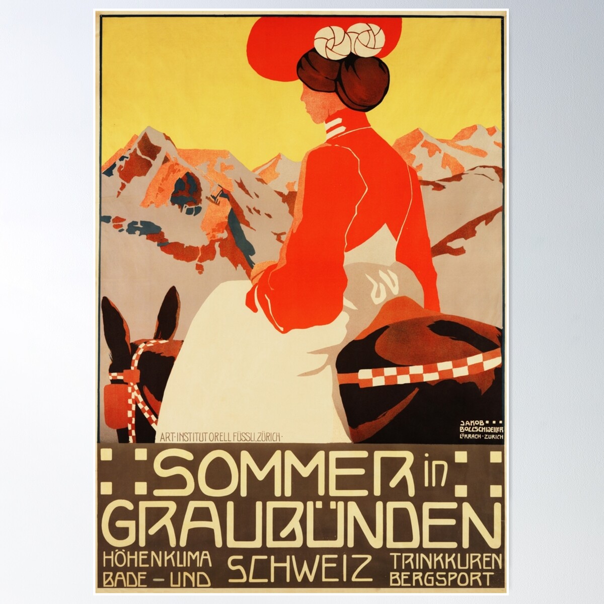 Summer In Graubunden Switzerland 1935 Old Art Deco Travel Poster Wall ...