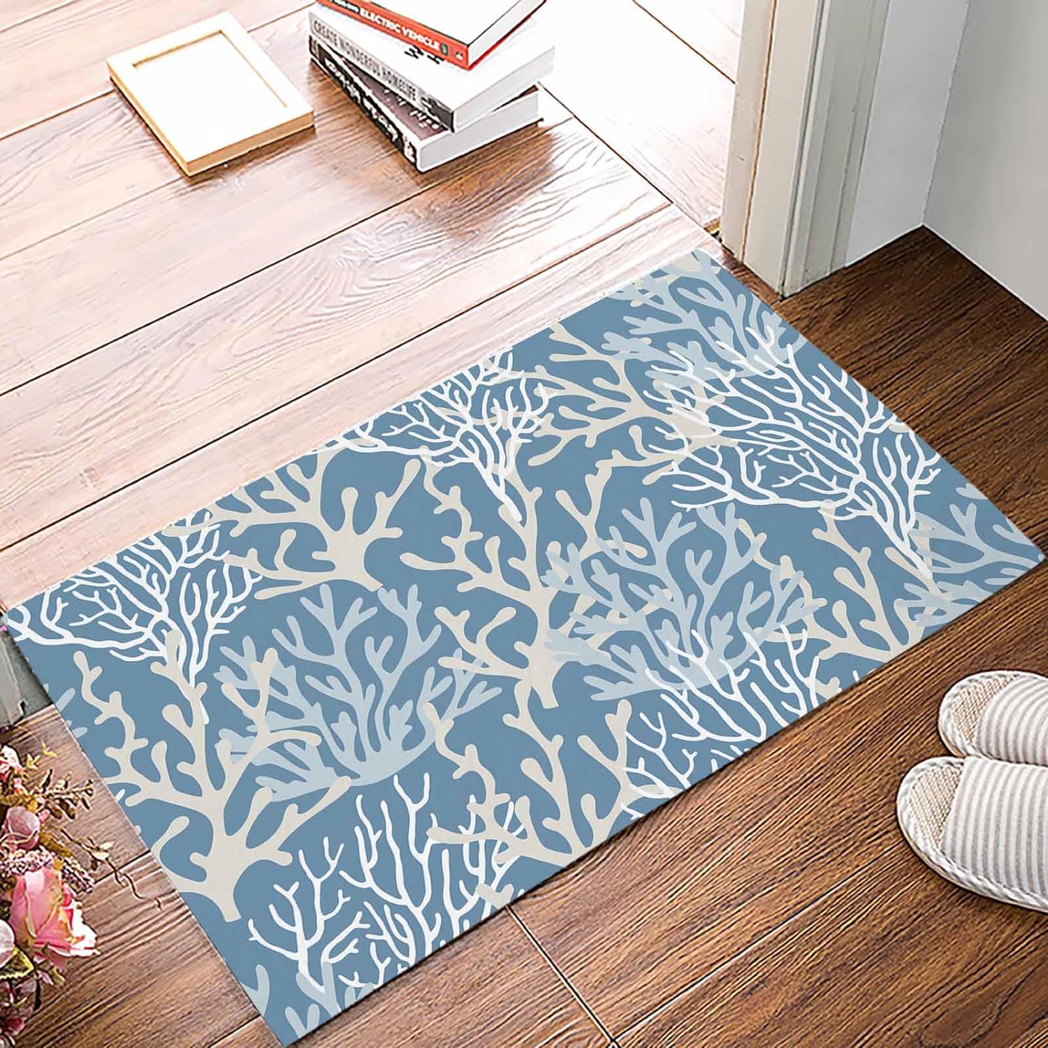 Summer Indoor Doormat Front Door Mat, Ocean Marine Life Ombre Coral ...