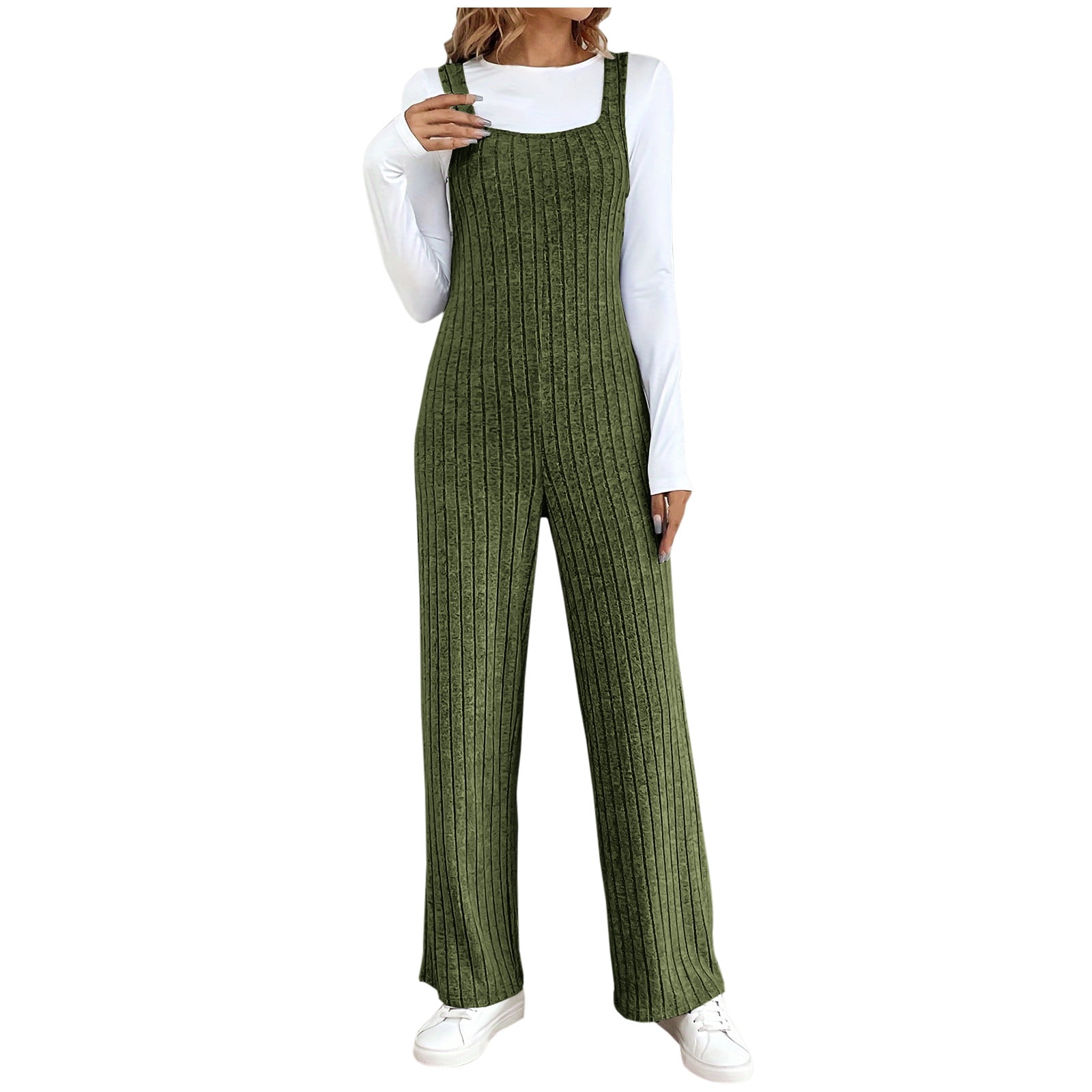 Summer Knit Bodysuit for Women Thick Straps Rompers Straight Leg ...