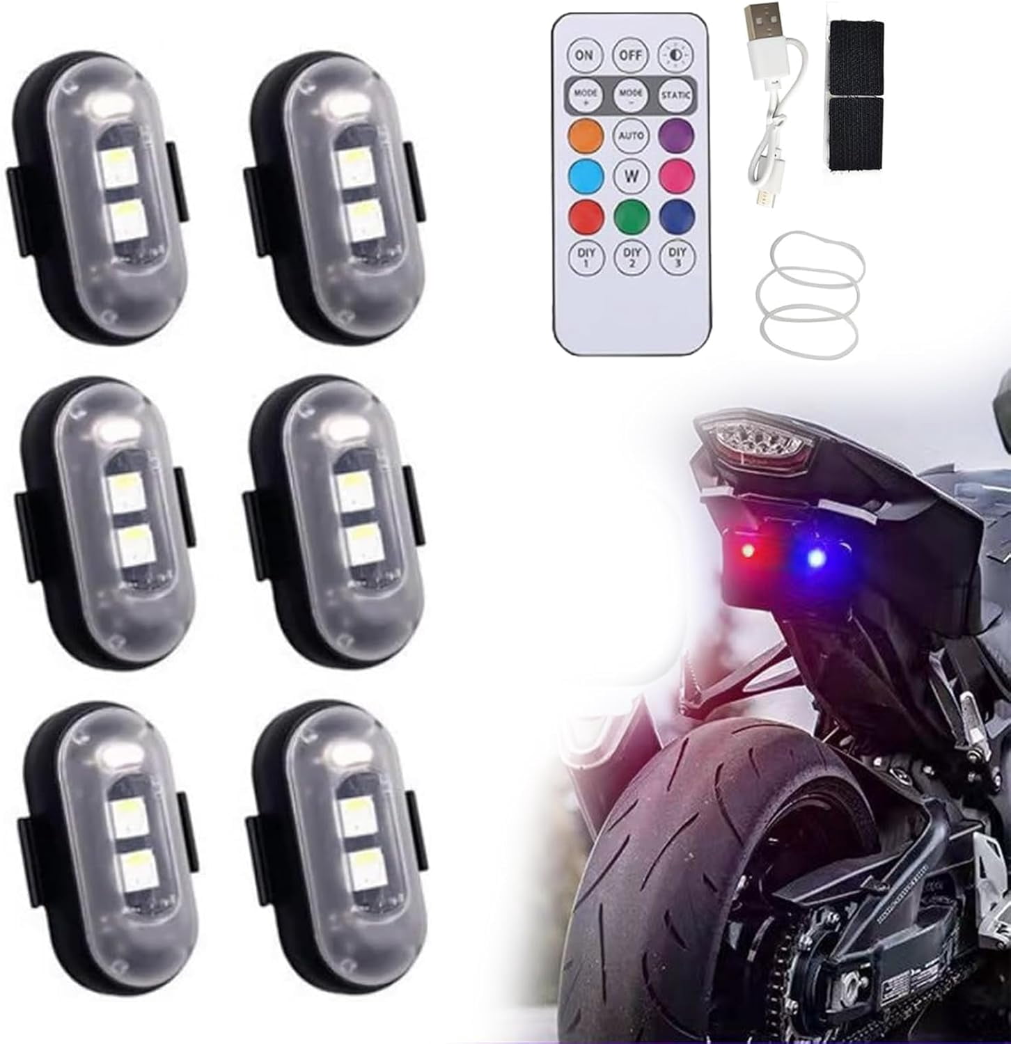 Summer LED Lights for Car, Remote Control Strobe Light, led Anti ...