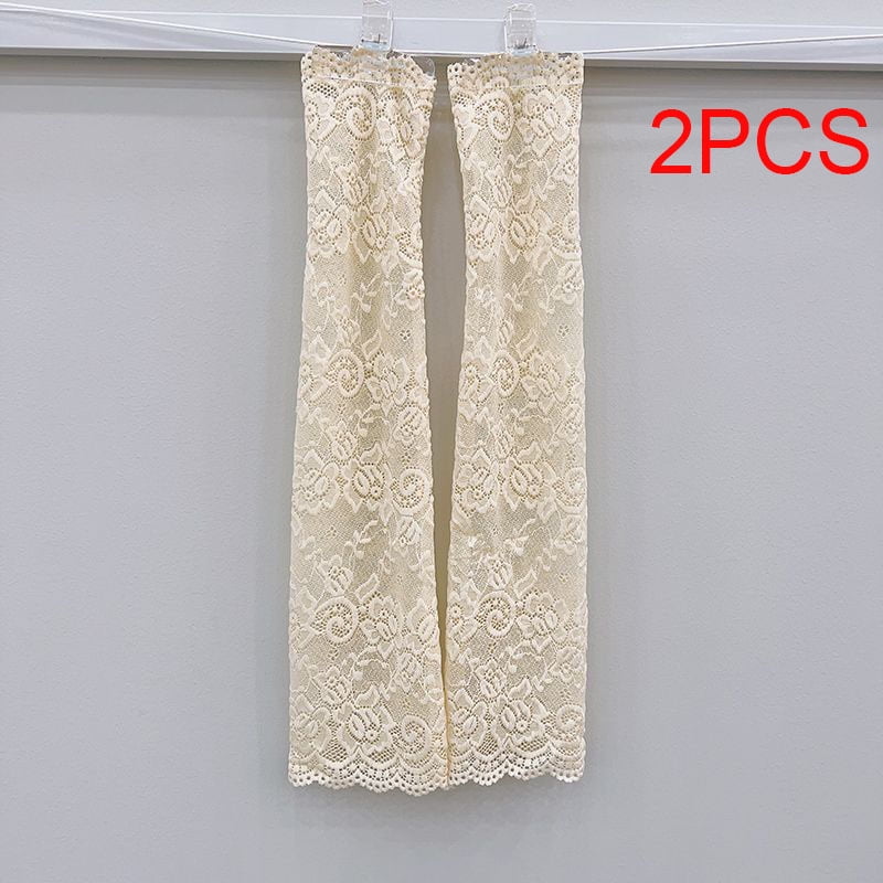 Summer Lace Uv Solar Arm Sleeves Woman Covered Long Fingerless Gloves ...