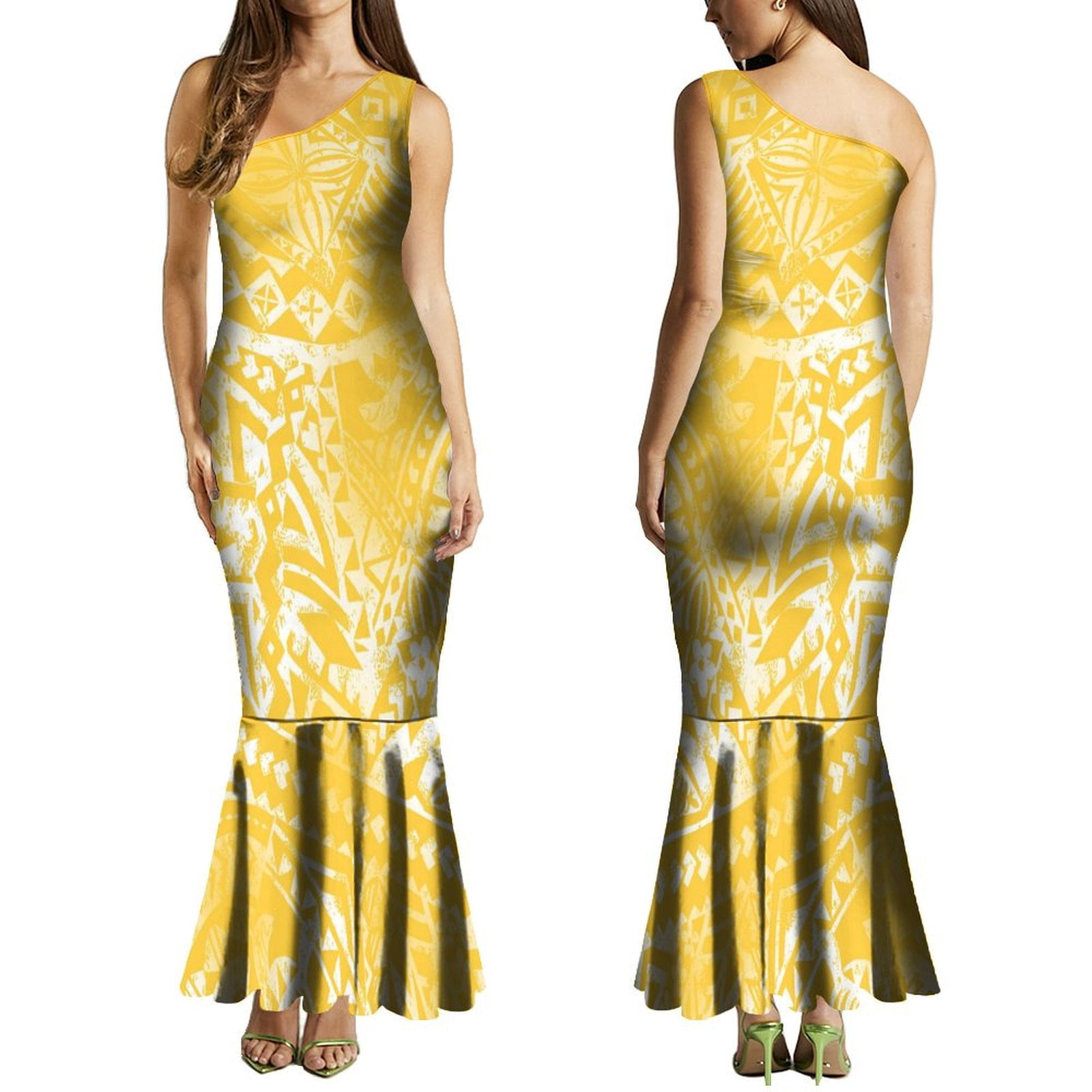 Summer Ladies Long Dress Polynesian Dress Sexy Sleeveless One-Shoulder ...