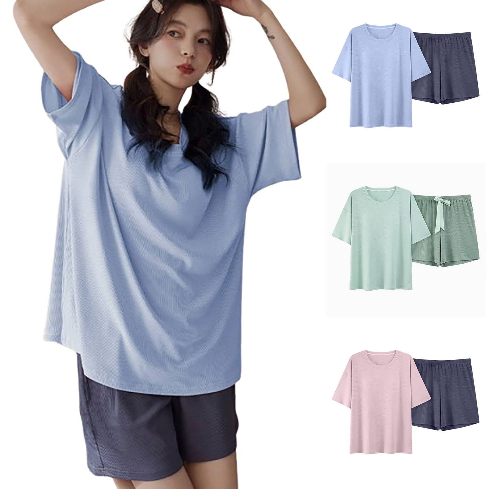 Summer Ladies Nightwear Clearance Akafmk Women's Pajama Sets, Cotton ...