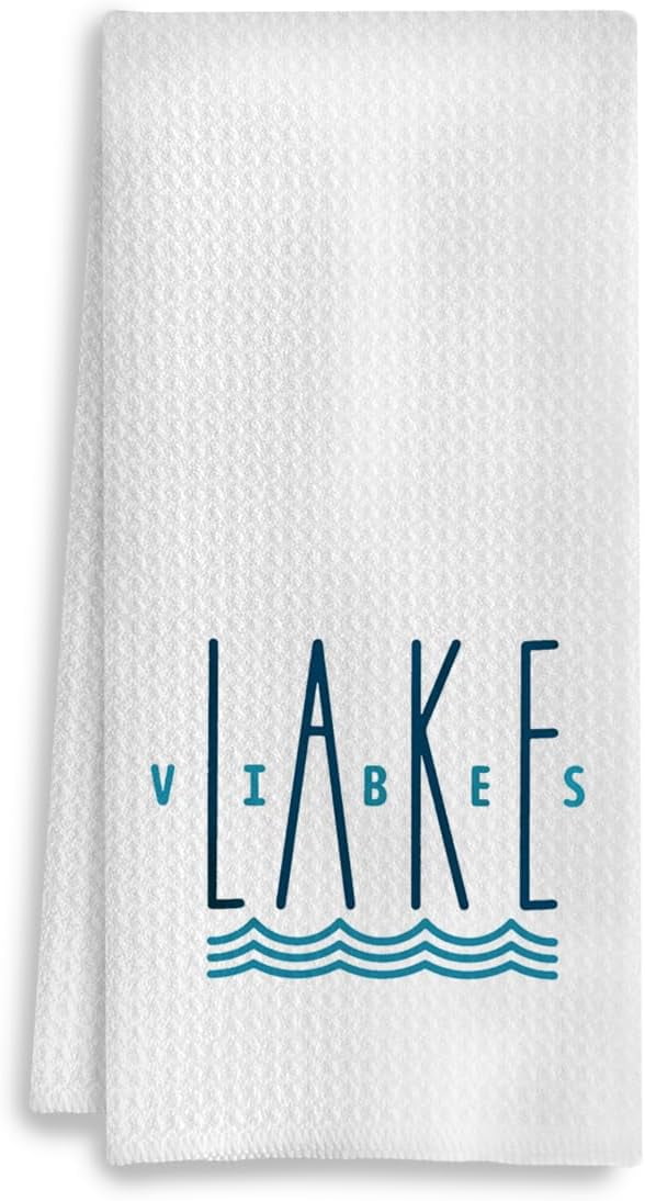 Summer Lake Vibes Kitchen Towels - Lake House Decor, Lake Dish Towels ...
