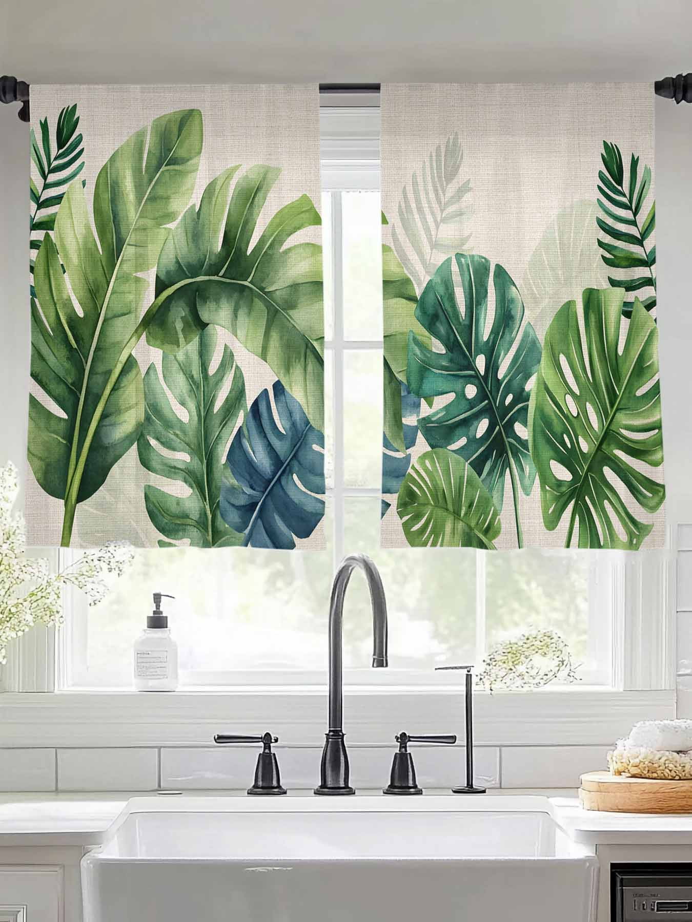 Summer Leaves Sheer Curtains for Living Room Bedroom Vintage Rustic ...
