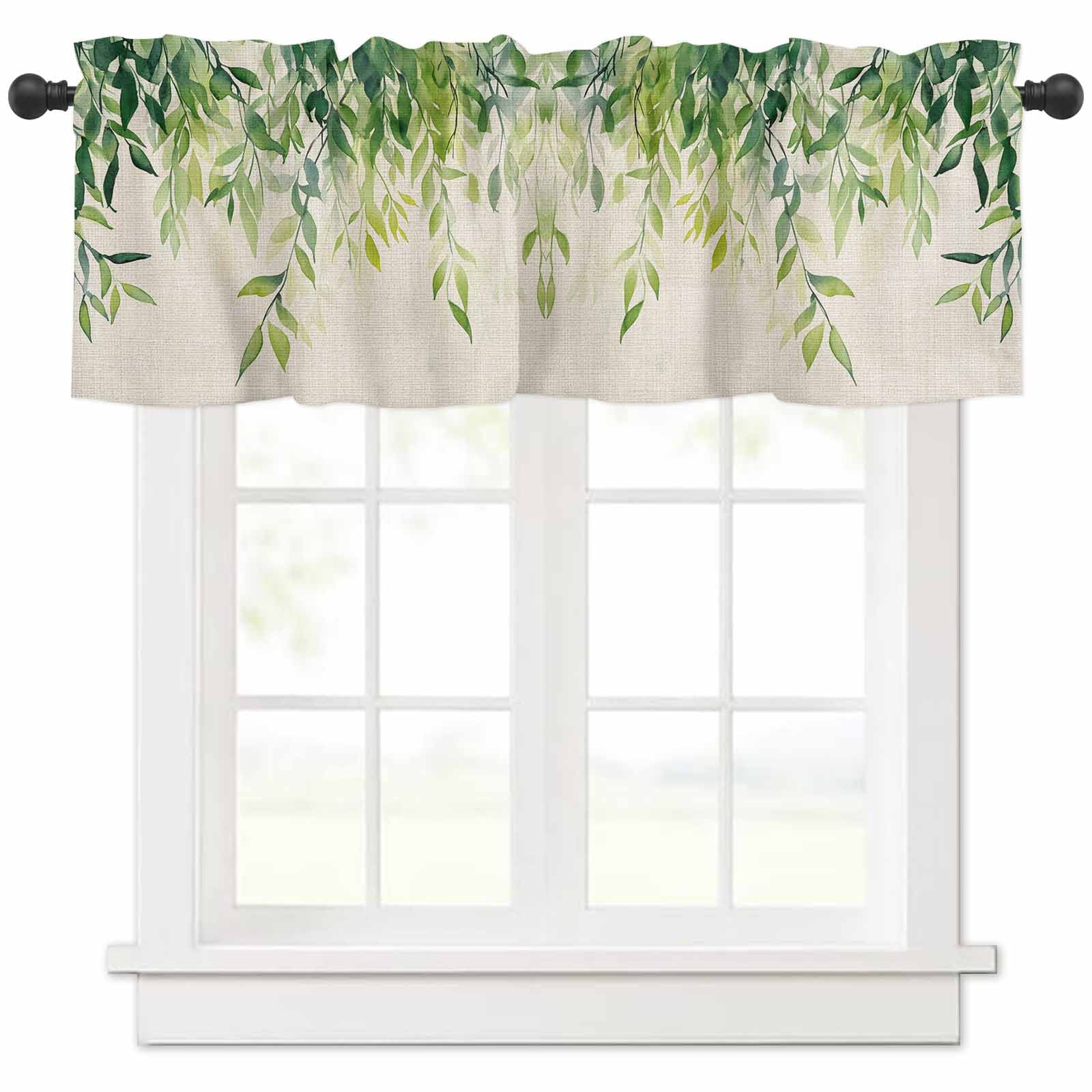 Summer Leaves Valances for Windows Farmhouse Kitchen Curtains Valances ...