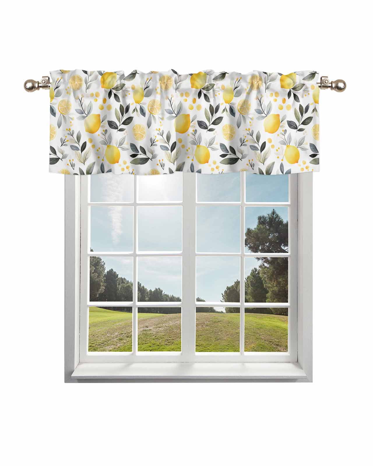 Summer Lemon Curtain Valance for Windows/Living Room/Kitchen/Bathroom ...