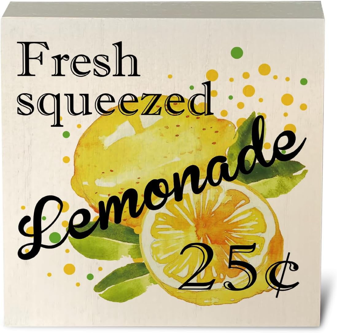 Summer Lemon Decor Lemonade Sign Tiered Tray Decor Wooden Box Sign for ...
