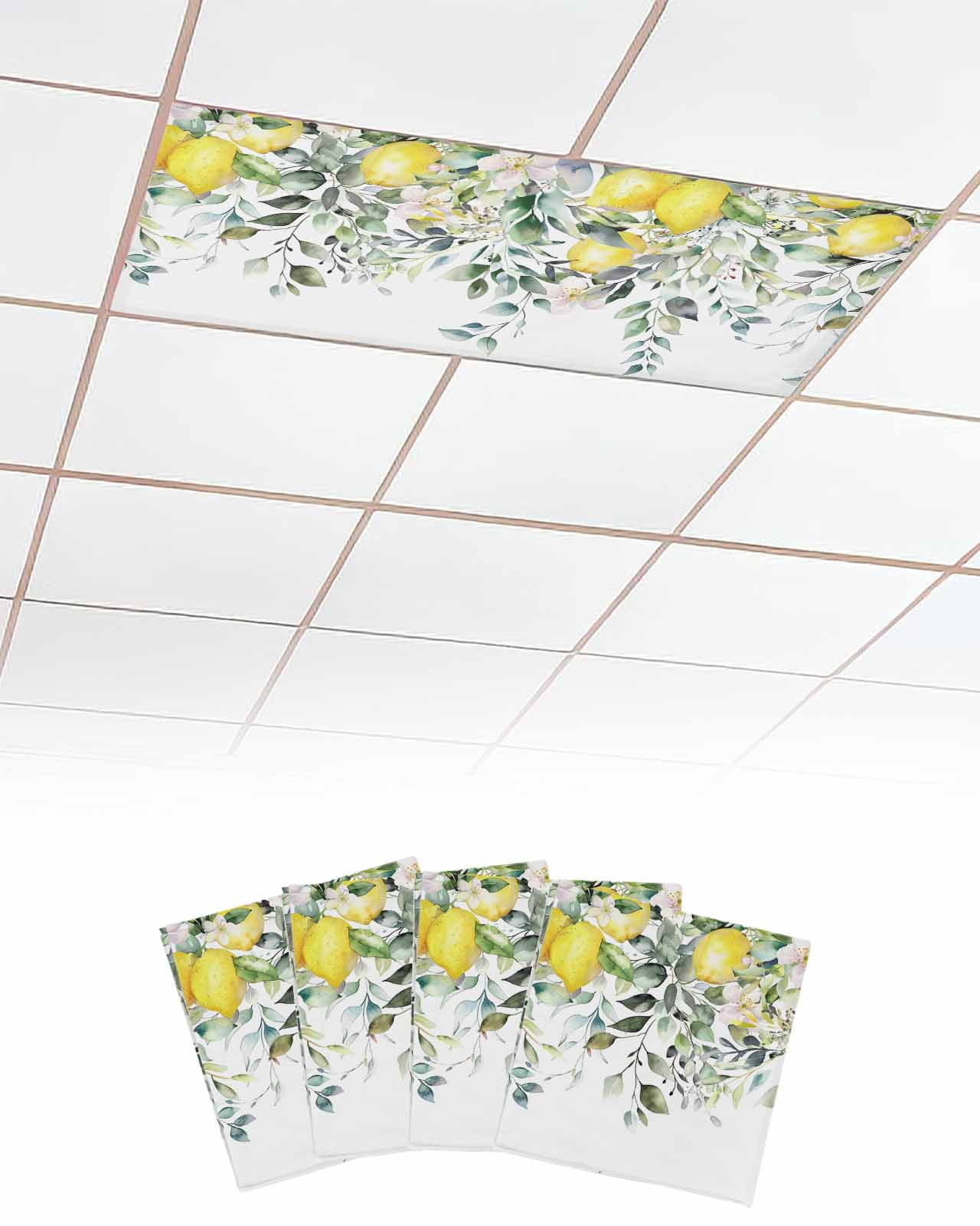 Summer Lemon Fluorescent Light Covers for Ceiling Lights 4x2 feet,4 ...