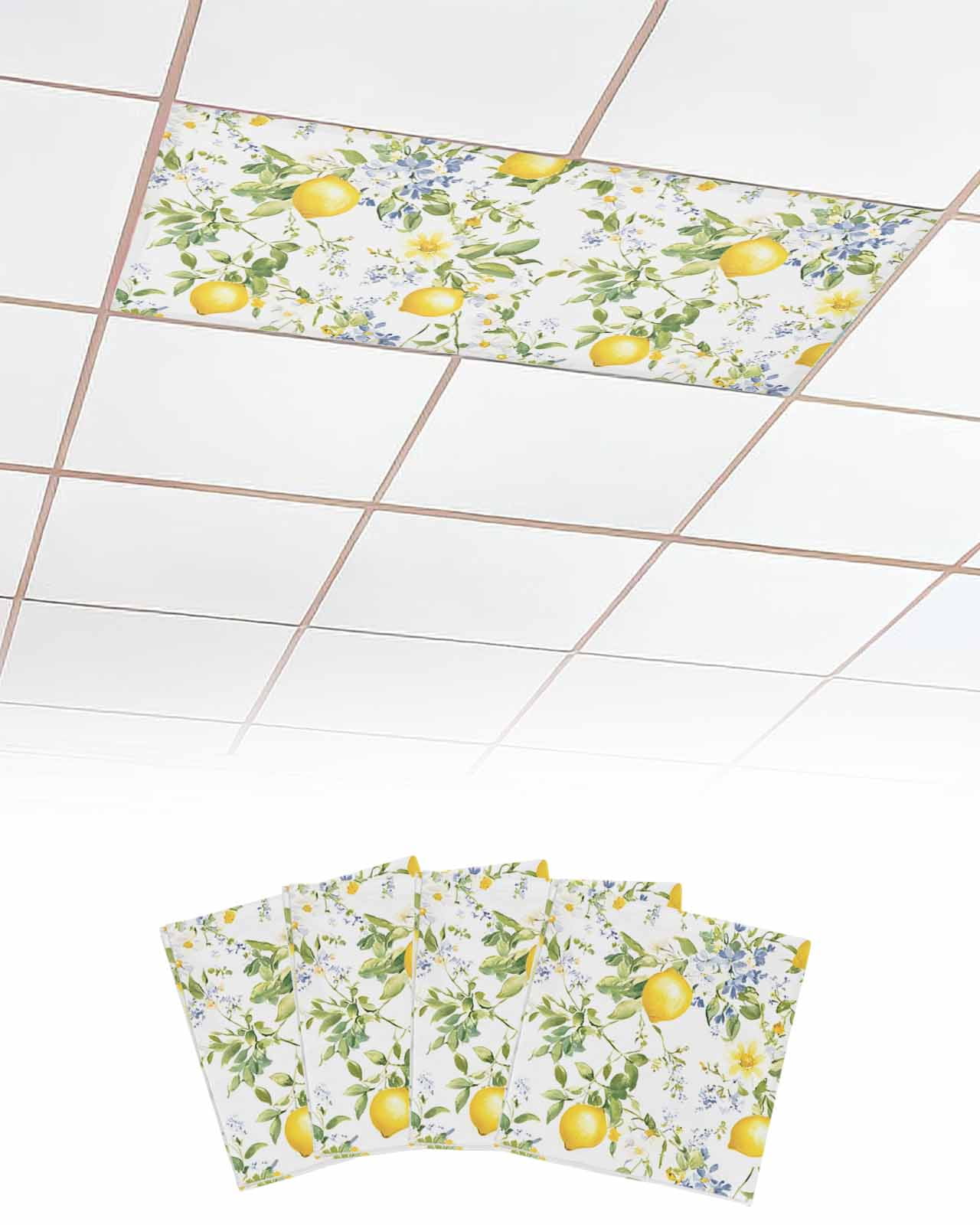 Summer Lemon Fluorescent Light Covers for Ceiling Lights 4x2 feet,4 ...