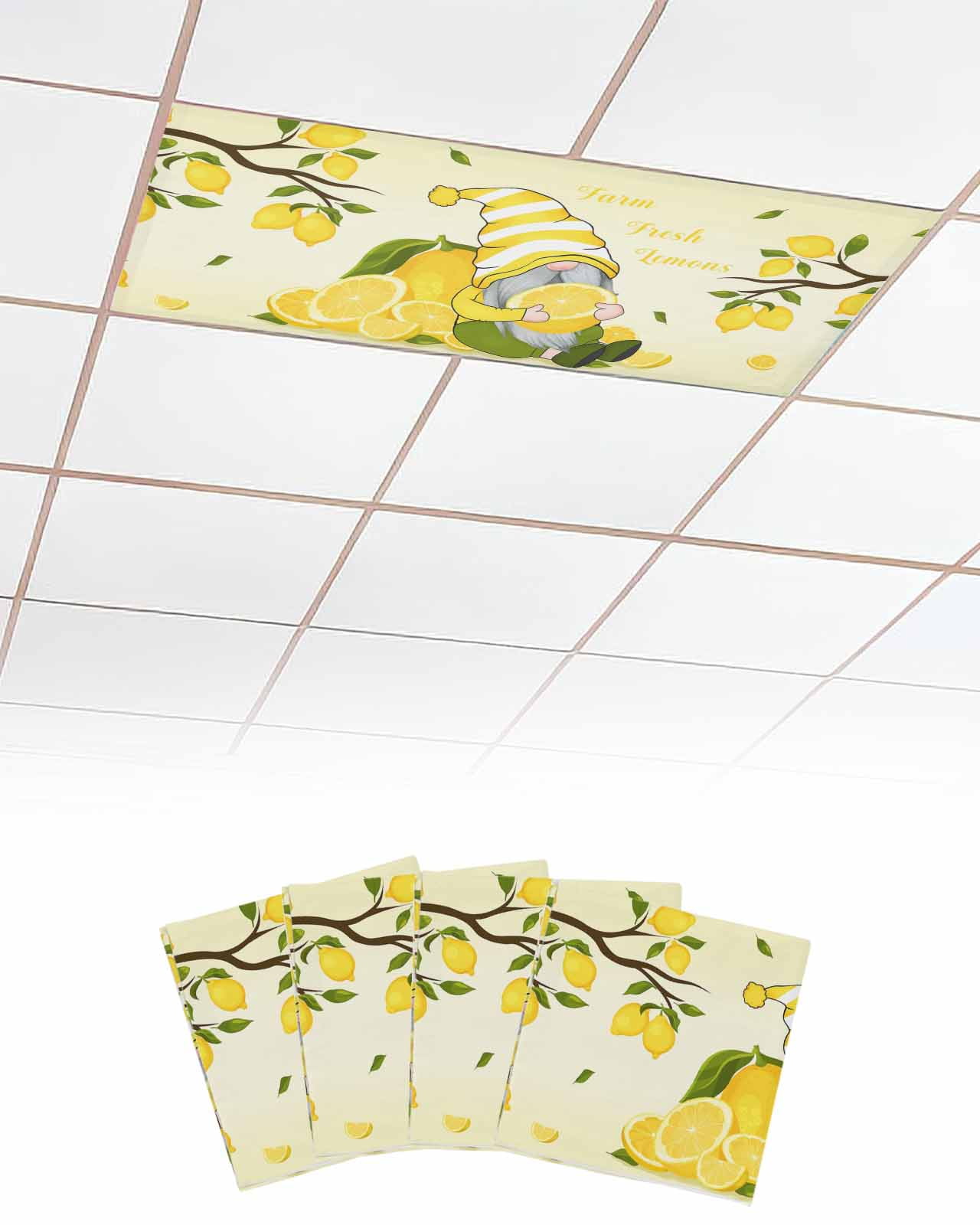 Summer Lemon Fluorescent Light Covers for Ceiling Lights 4x2 feet,4 ...