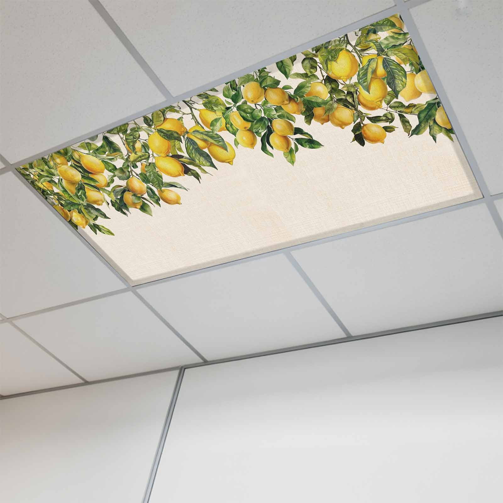 Summer Lemon Fluorescent Light Covers, Green Botancial Summer Yellow ...