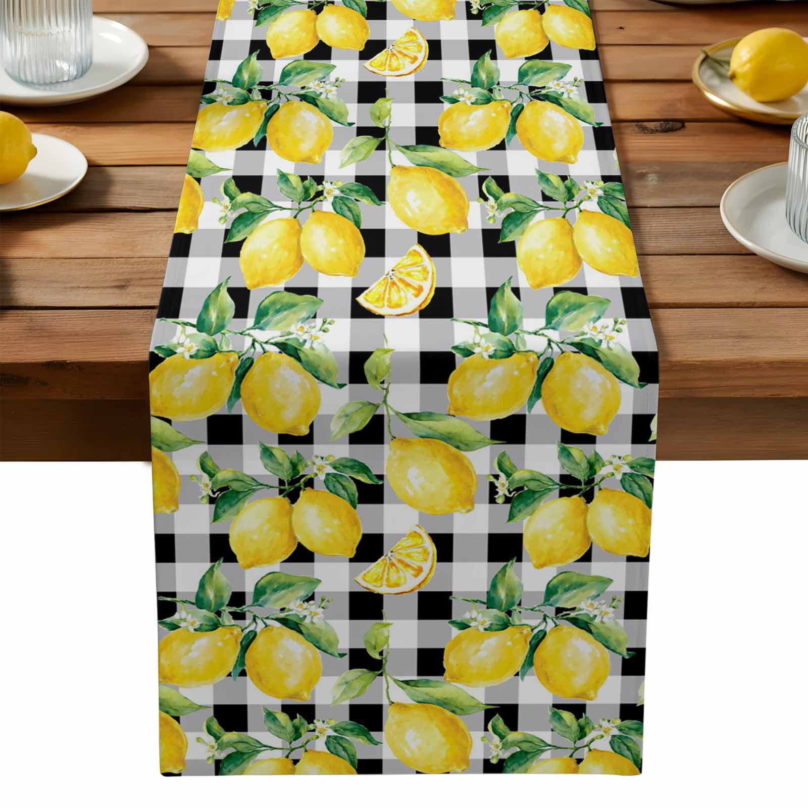Summer Lemon Fruit Farm Harvest Table Runners 13x70 Inches Long Linen ...