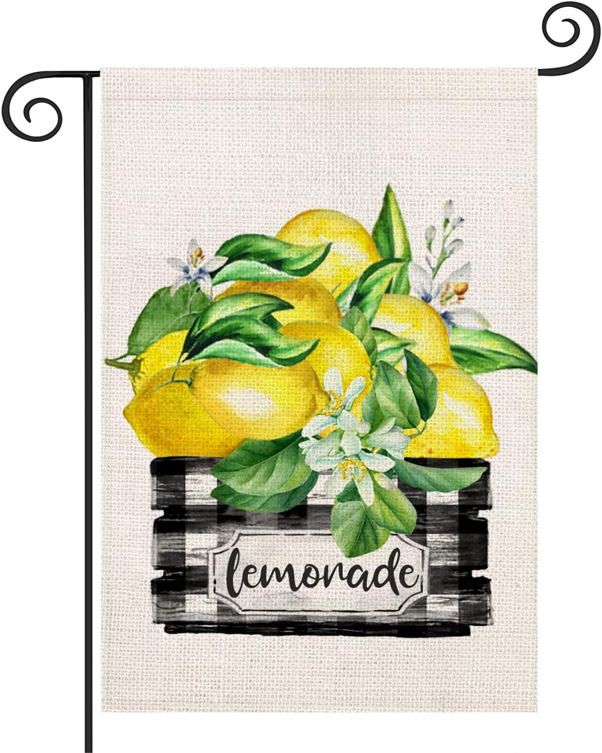 Summer Lemon Garden Flag 28 X 40 inch Double Sided, Buffalo Check Plaid ...