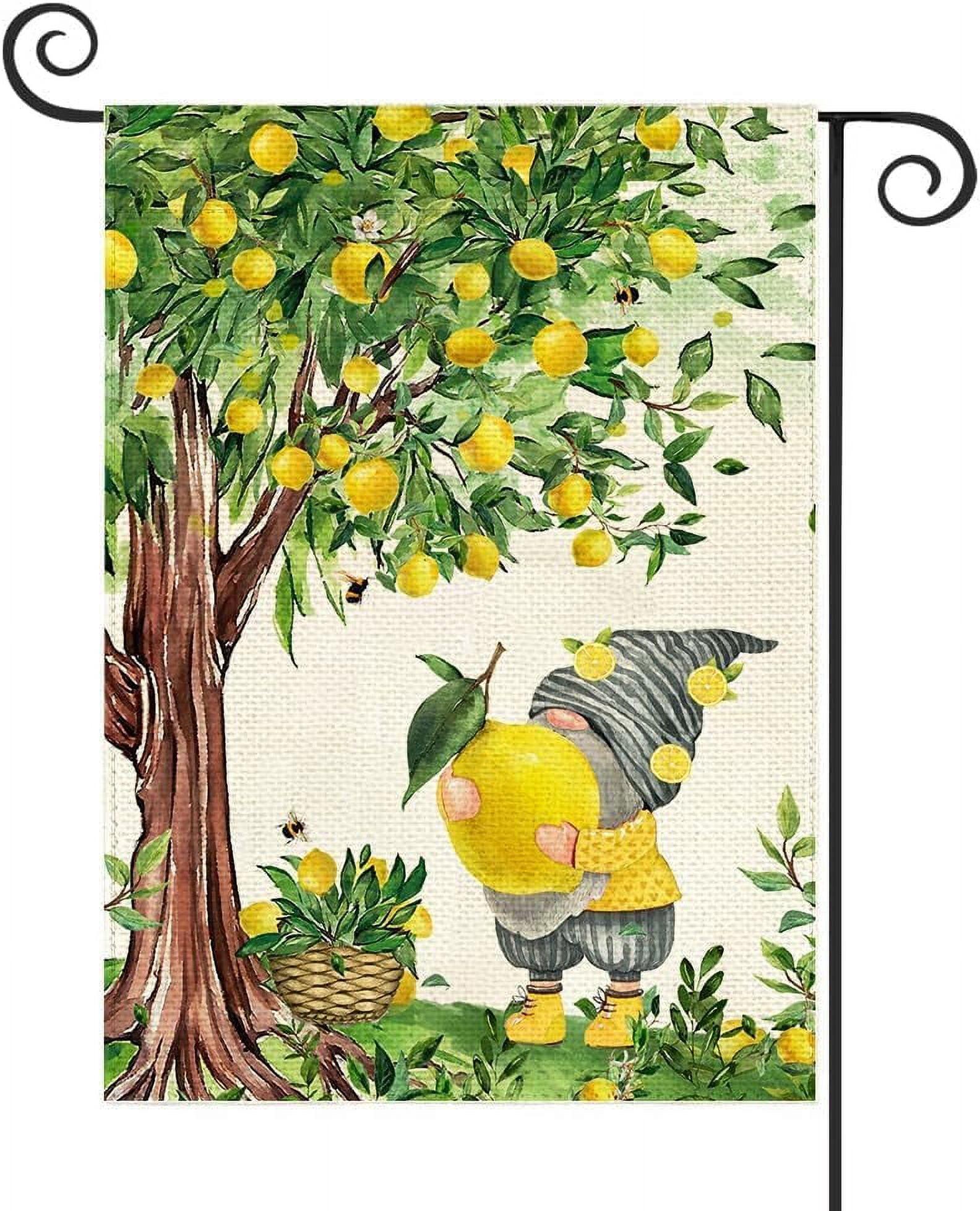 Summer Lemon Garden Flag Double Sided Lemon Gnome Yard Flag Vertical ...