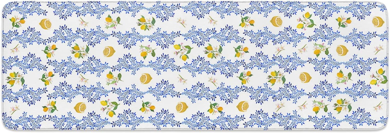 Summer Lemon Indoor Door Mat, Absorbent Floor Mats Bathroom Rugs, Navy ...