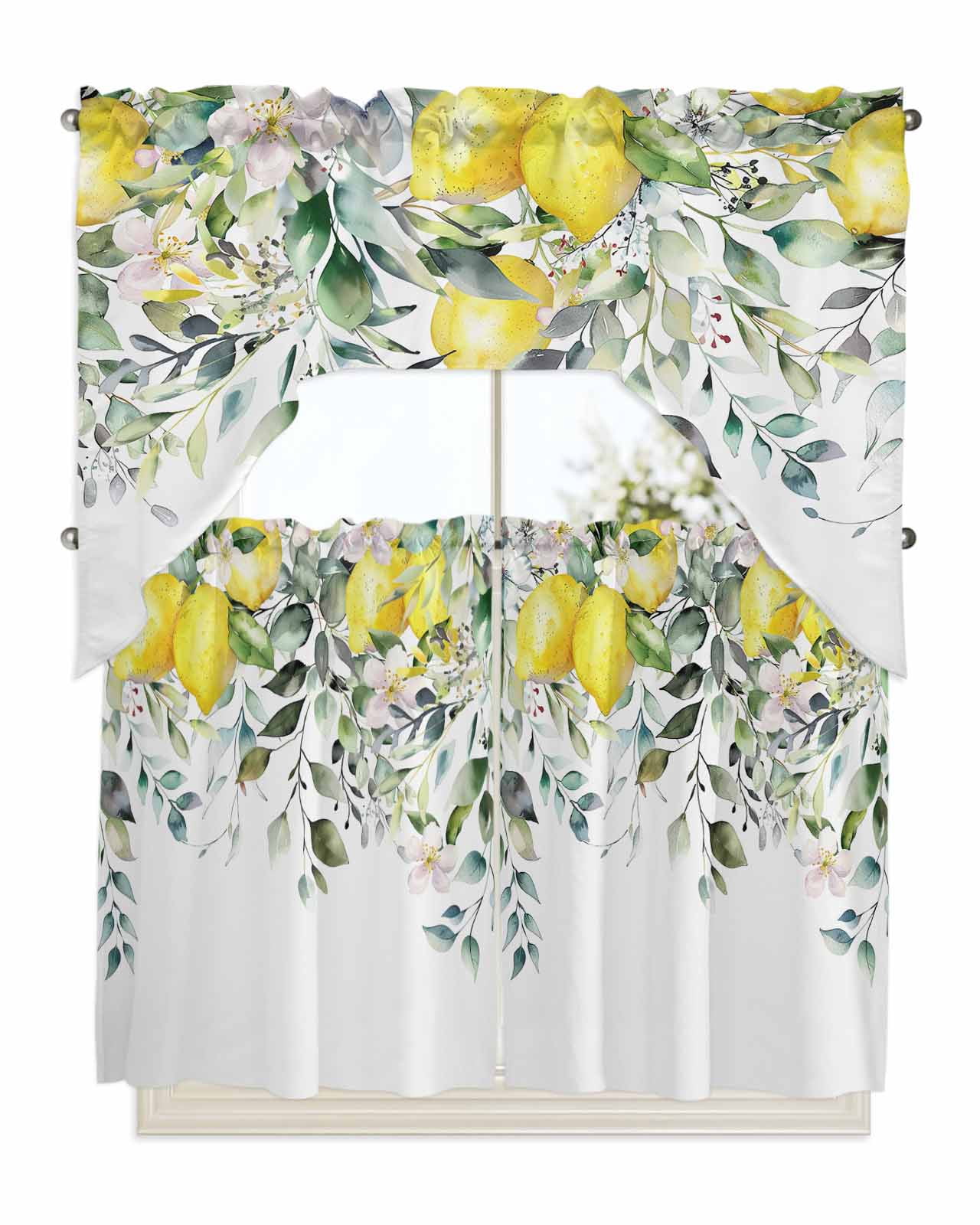 Summer Lemon Kitchen Curtains Swag Valance and Tier Curtains Set 36 ...