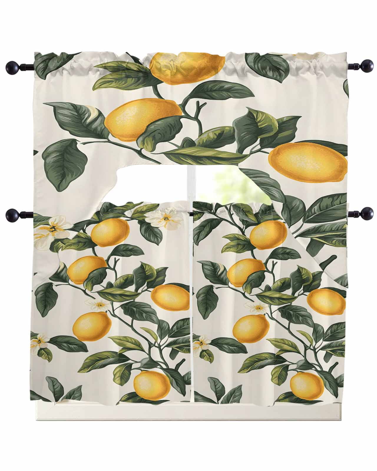Summer Lemon Kitchen Curtains Swag Valance and Tier Curtains Set 36 ...