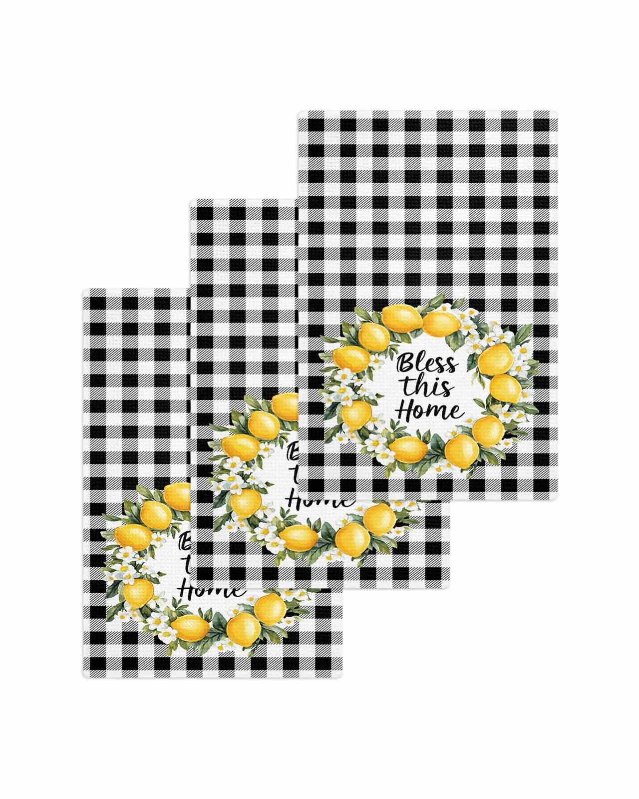 Summer Lemon Kitchen Dish Towels for Drying Dishes Set of 3, Farmhouse ...