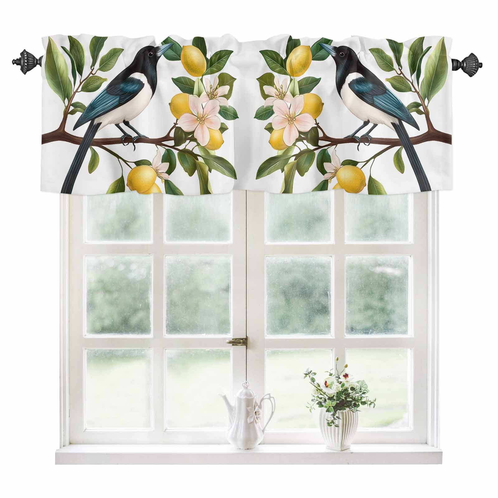 Summer Lemon Kitchen Valances for Windows 60x18 Inch Kitchen Curtains ...