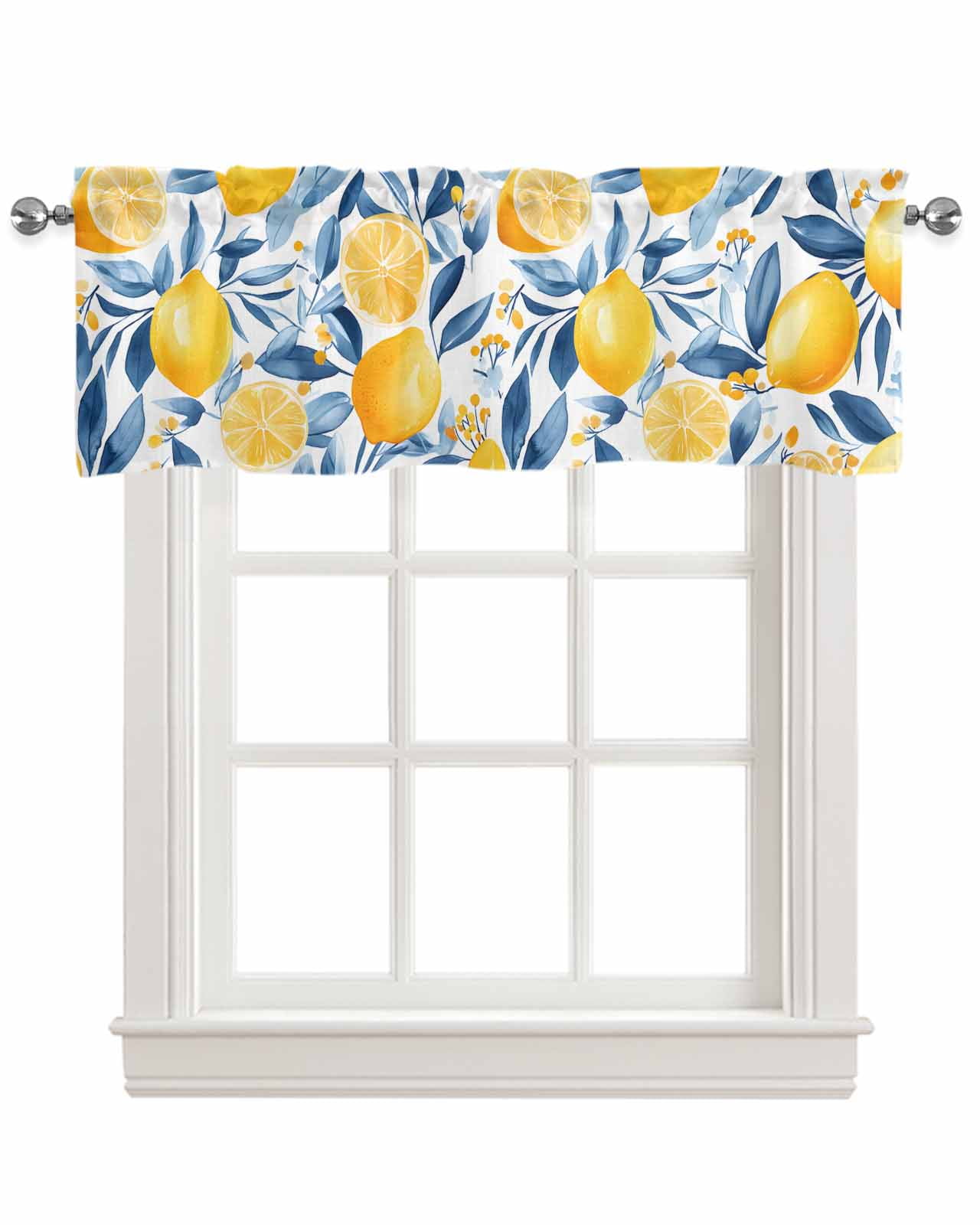 Summer Lemon Kitchen Valances for Windows Farmhouse Linen Window ...