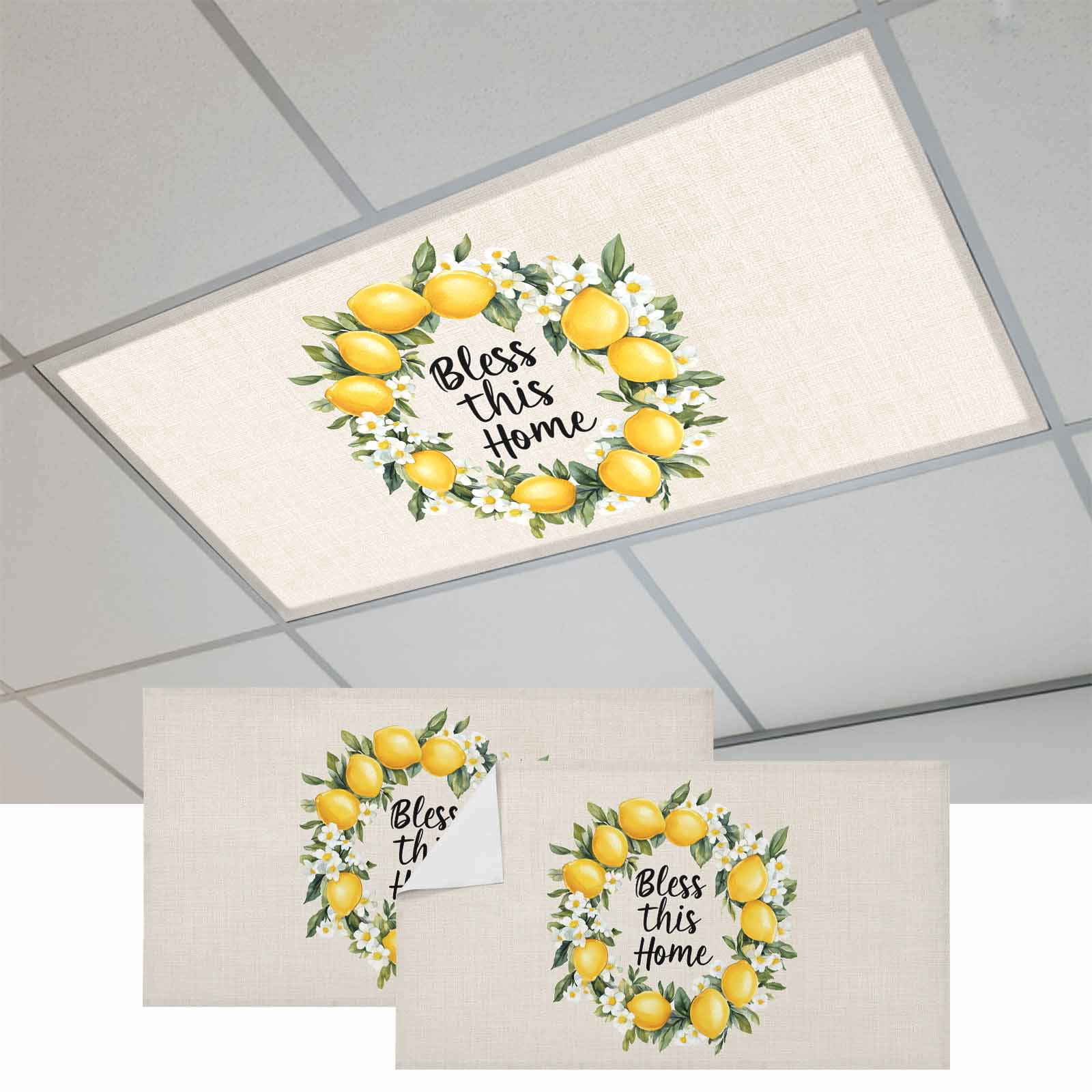 Summer Lemon Magnetic Fluorescent Light Covers for Ceiling Lights 2x4Ft ...