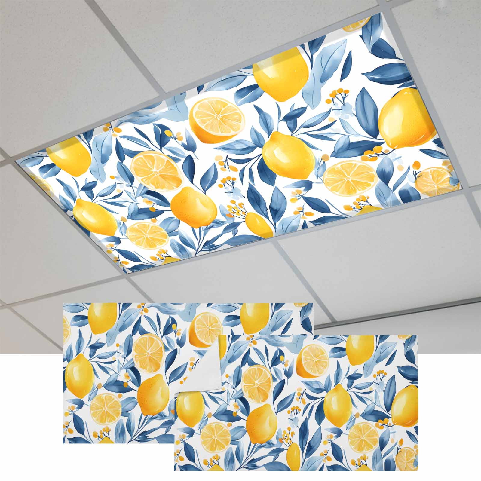 Summer Lemon Magnetic Fluorescent Light Covers for Ceiling Lights 2x4Ft ...