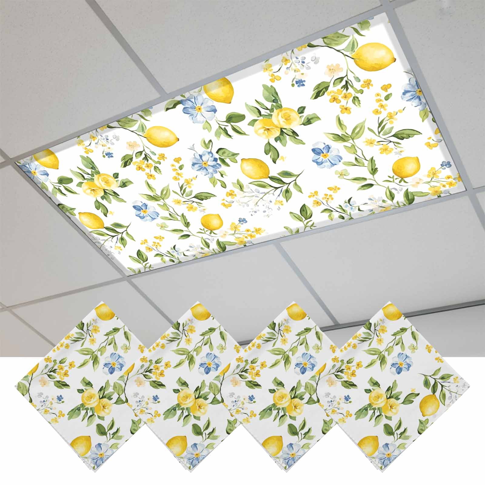 Summer Lemon Magnetic Fluorescent Light Covers for Ceiling Lights 2x4Ft ...