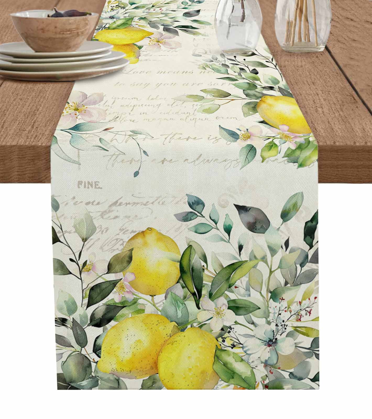 Summer Lemon Plaid Table Runner Home Wedding r Table Flag Mat Table ...