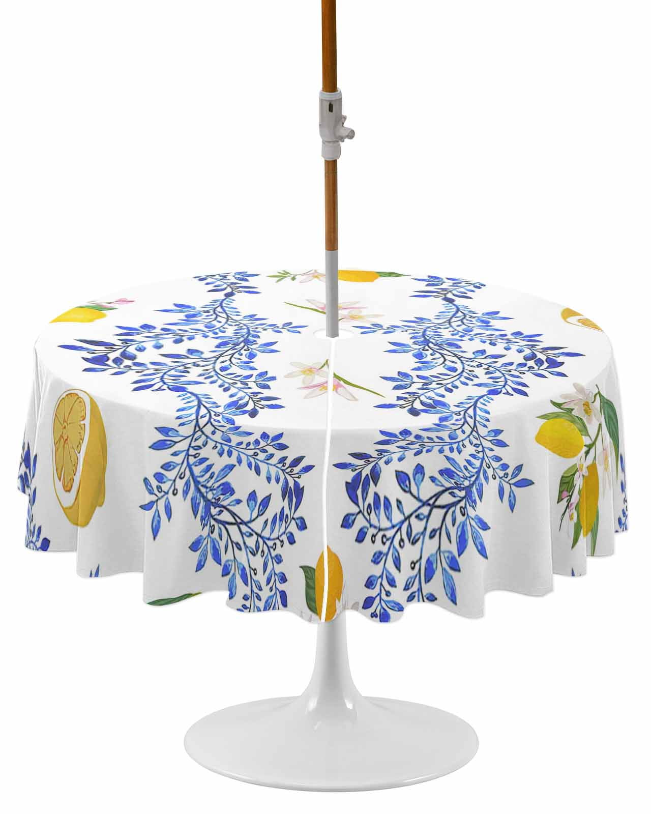 Summer Lemon Round Outdoor Tablecloth, Waterproof Table Cloth Cover ...