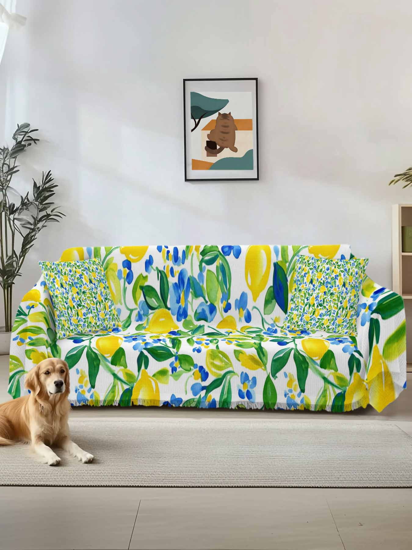 Summer Lemon Sofa Covers for 2-3 Cushion Couch L-Shaped Sectional ...