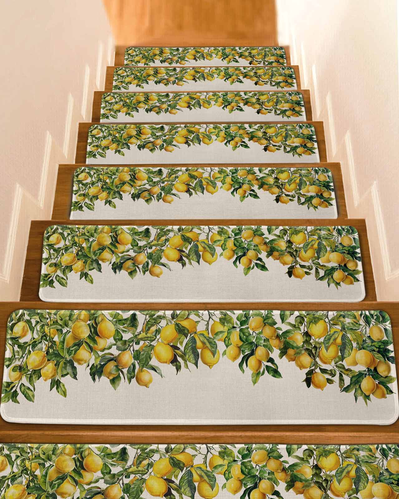 Summer Lemon Stair Treads for Wooden Steps Indoor Runner Rug Carpet ...