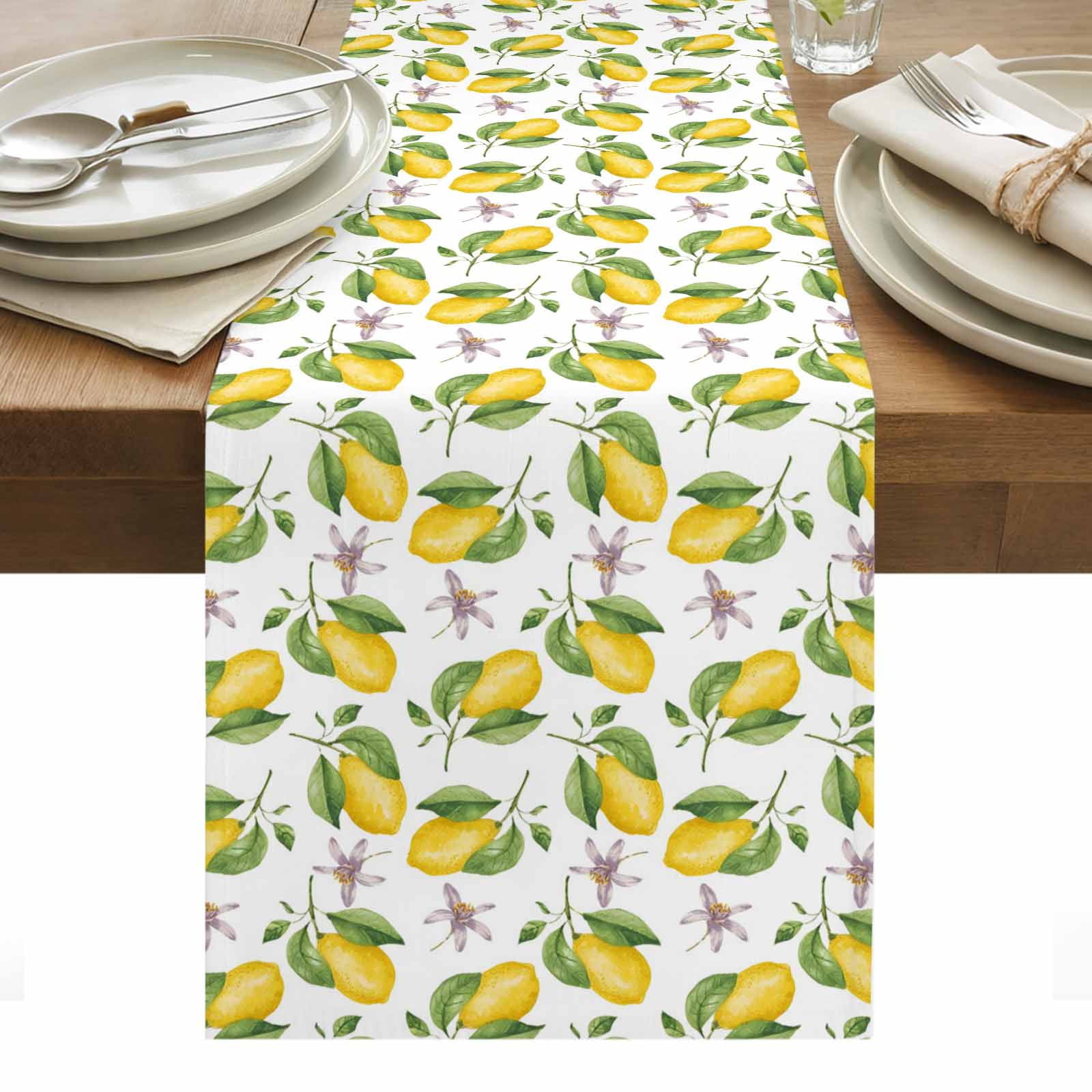 Summer Lemon Table Runner - 72 Inch Long, Kitchen Dining Table Runner ...