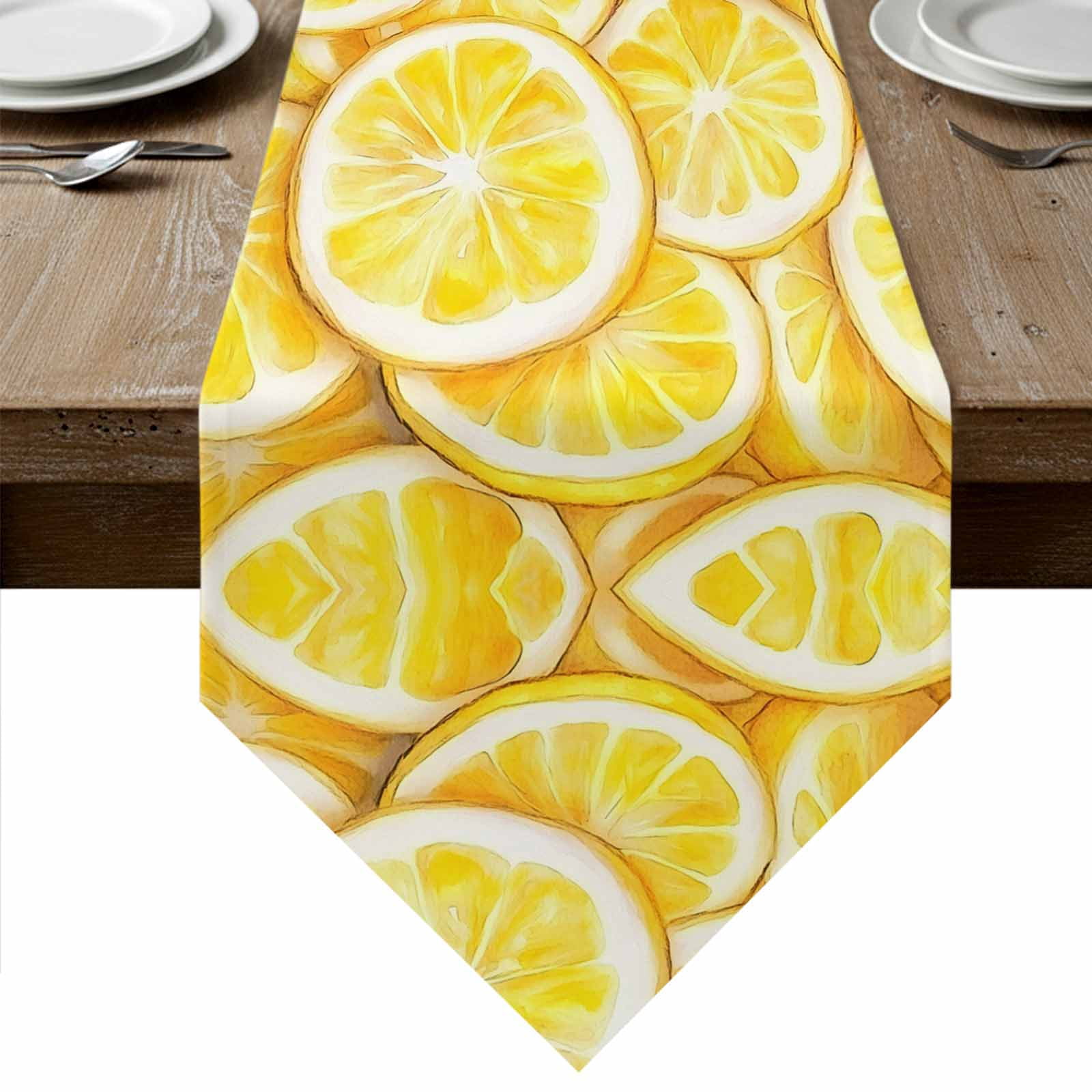 Summer Lemon Table Runner Linen Burlap Table Runner 60 Inches Long ...