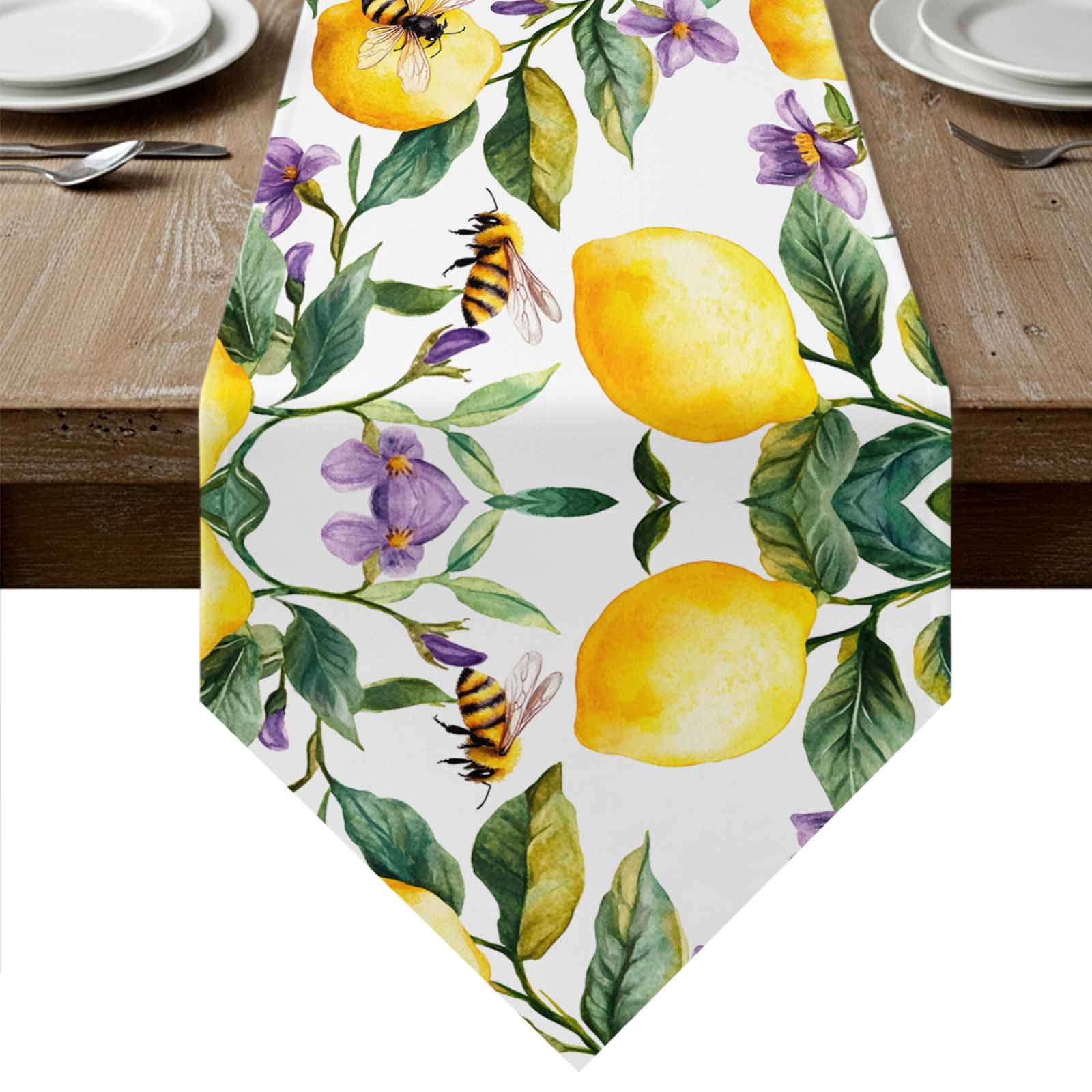 Summer Lemon Table Runner Linen Burlap Table Runner 72 Inches Long ...