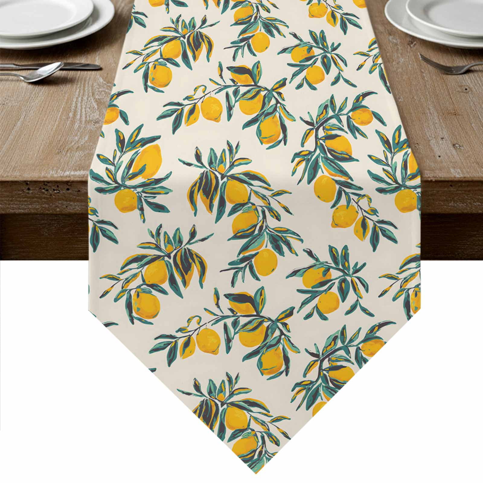 Summer Lemon Table Runner Linen Burlap Table Runner 72 Inches Long ...