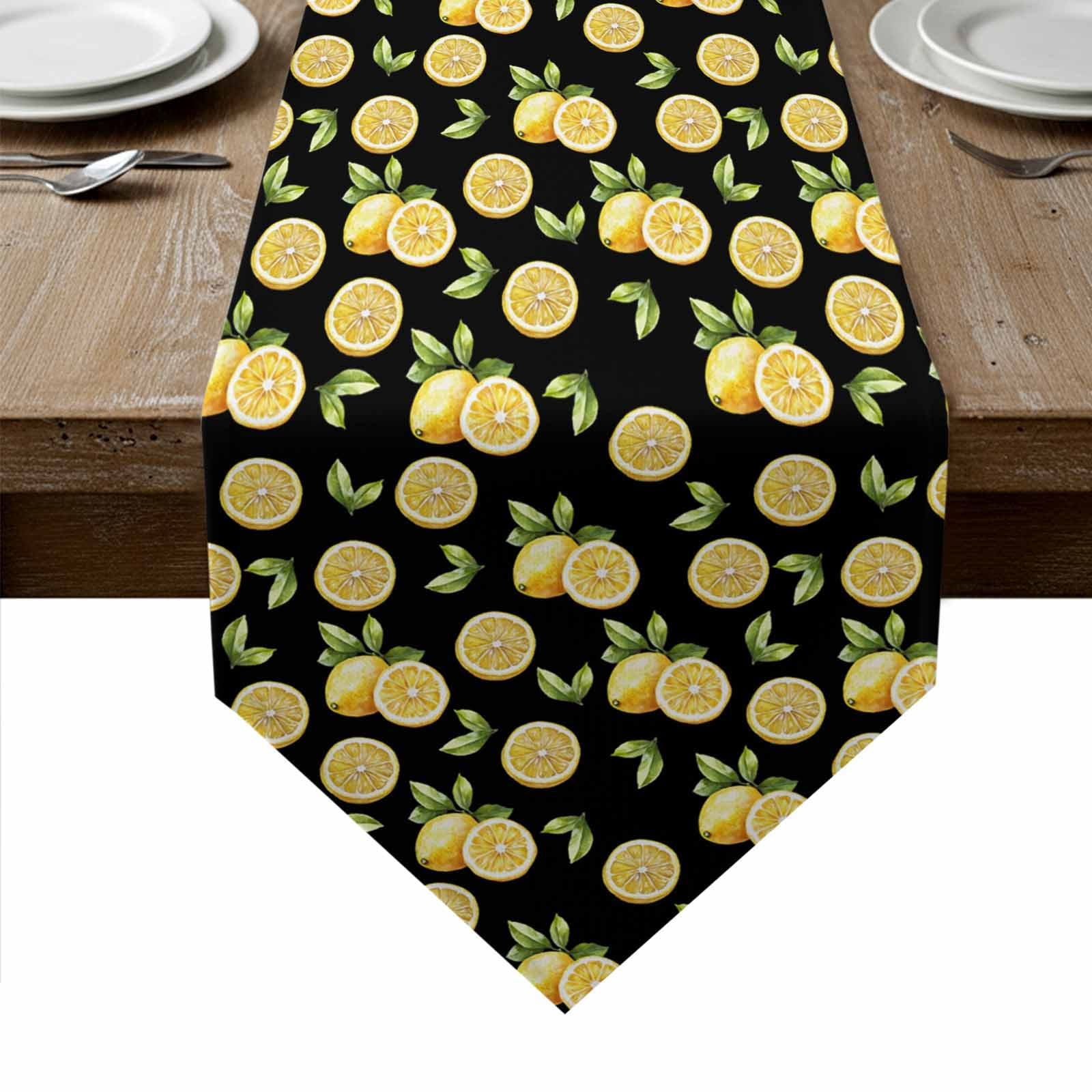 Summer Lemon Table Runner Linen Burlap Table Runner 90 Inches Long ...