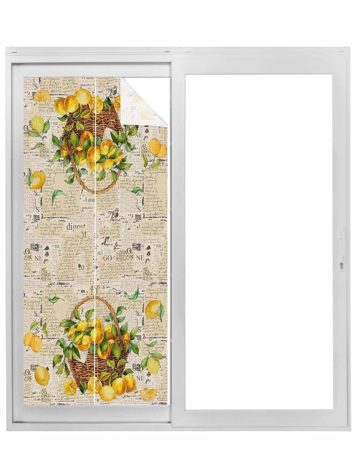 Summer Lemon Window Privacy Film, Watercolor Yellow Fruits Botanical ...