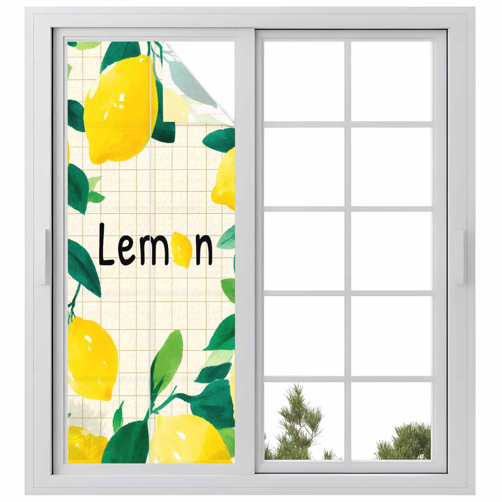 Summer Lemon Window Privacy Film, Yellow Fruit Green Plant Leaf Farm ...
